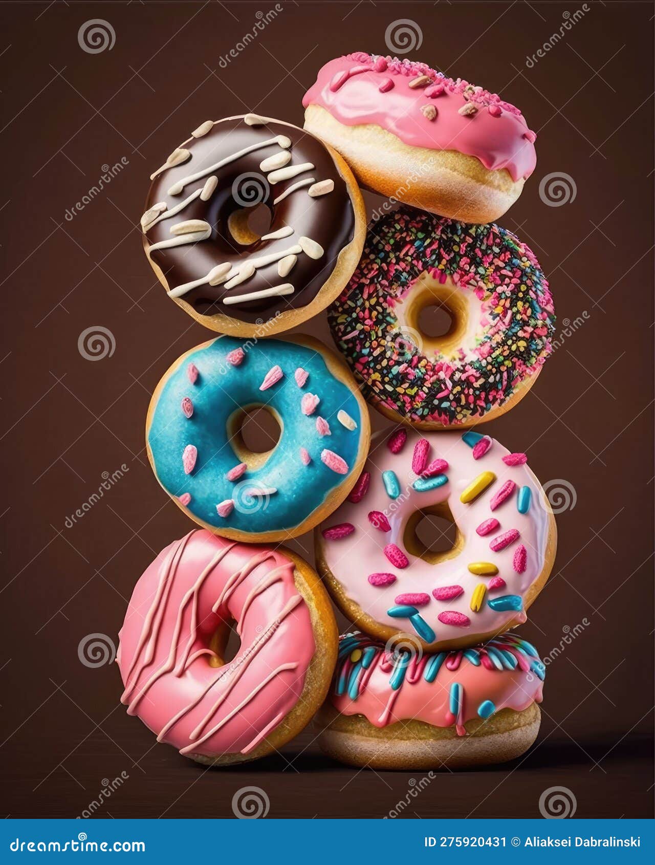 Composition of Six Different Donuts Stock Illustration - Illustration ...