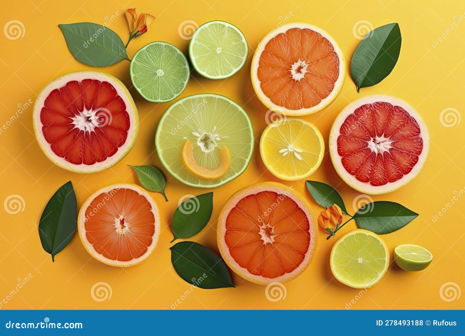Composition with Slices of Citrus on Color Background Stock ...