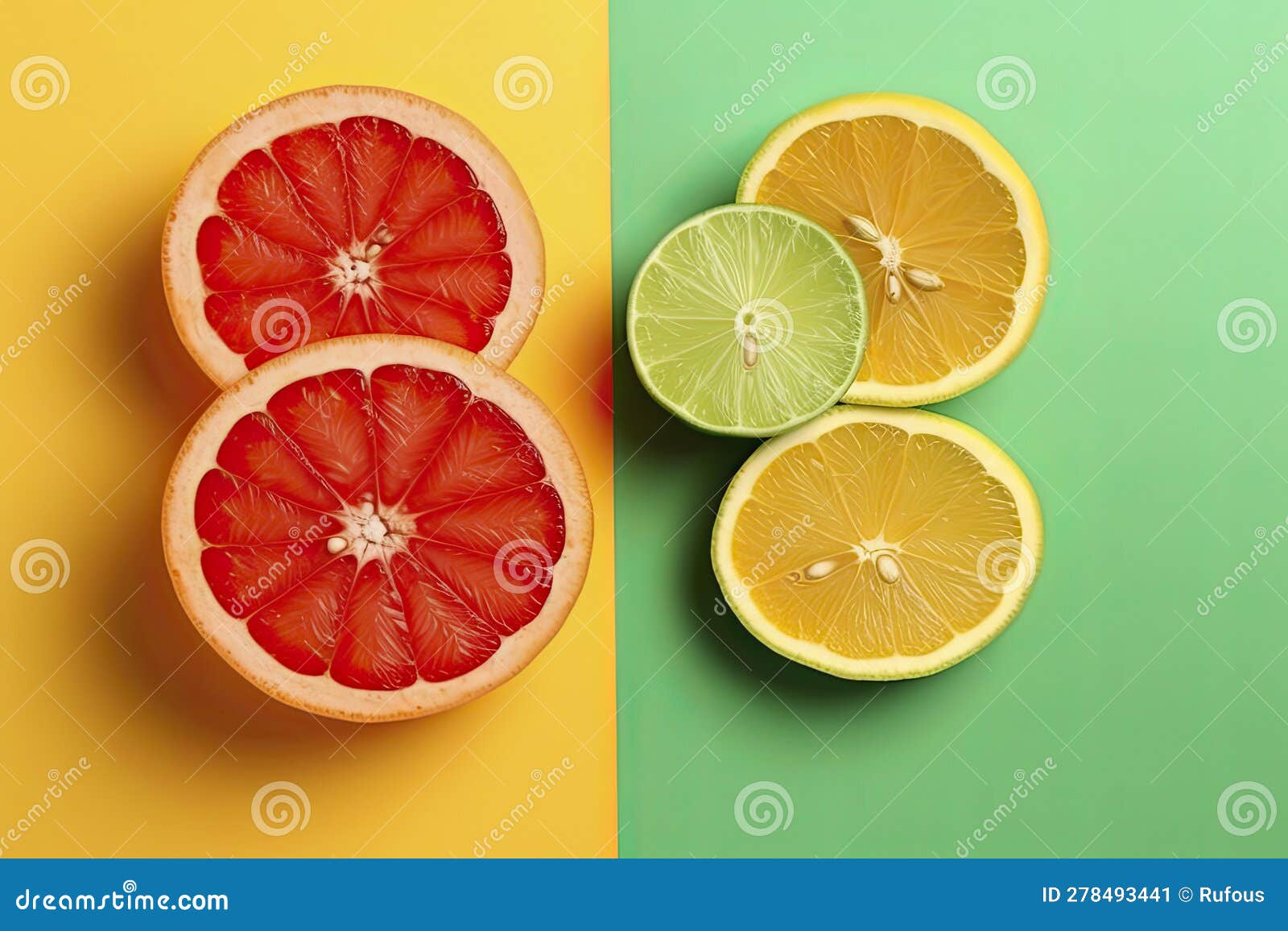 Composition with Slices of Citrus on Color Background Stock ...