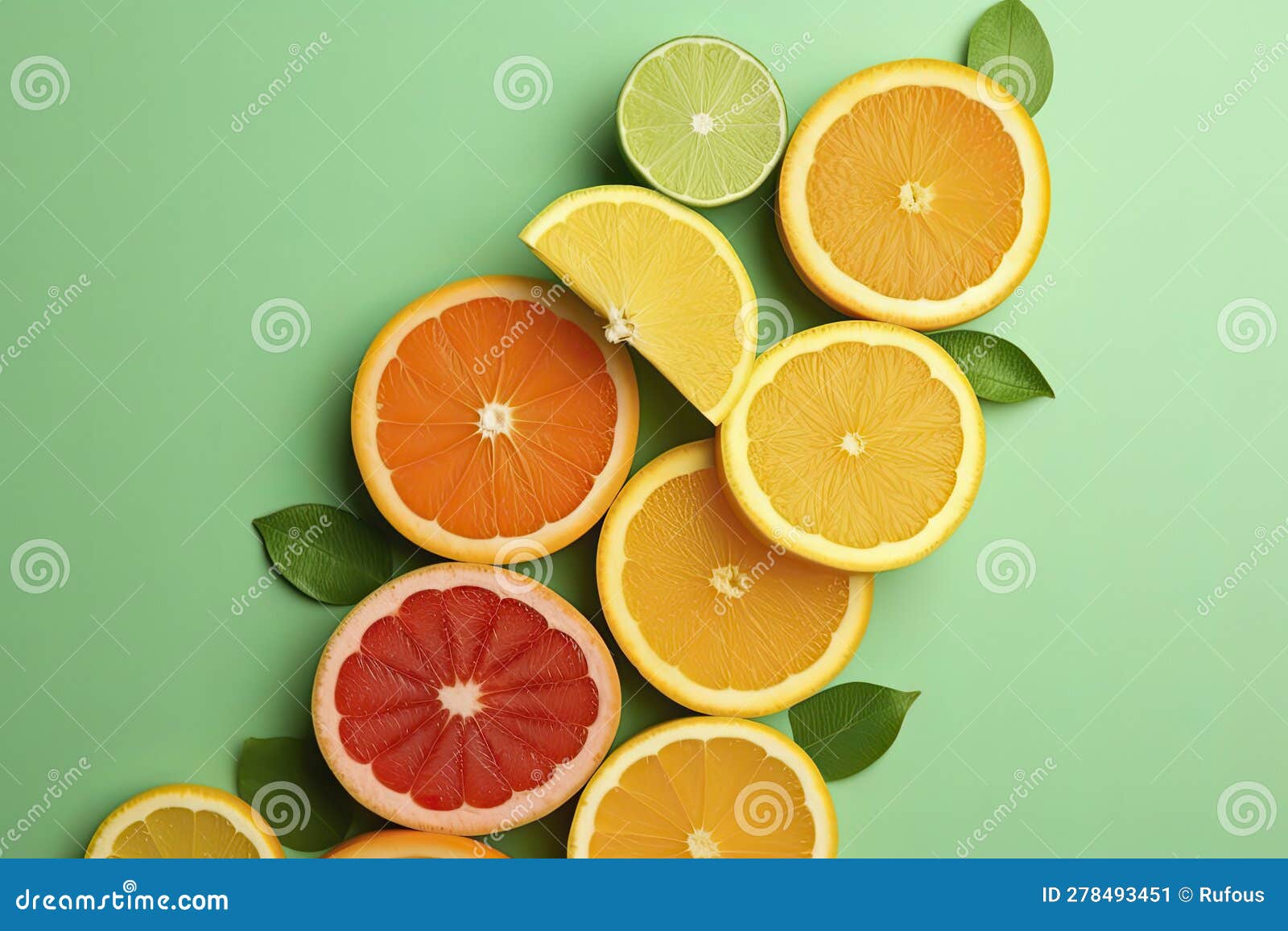 Composition with Slices of Citrus on Color Background Stock ...