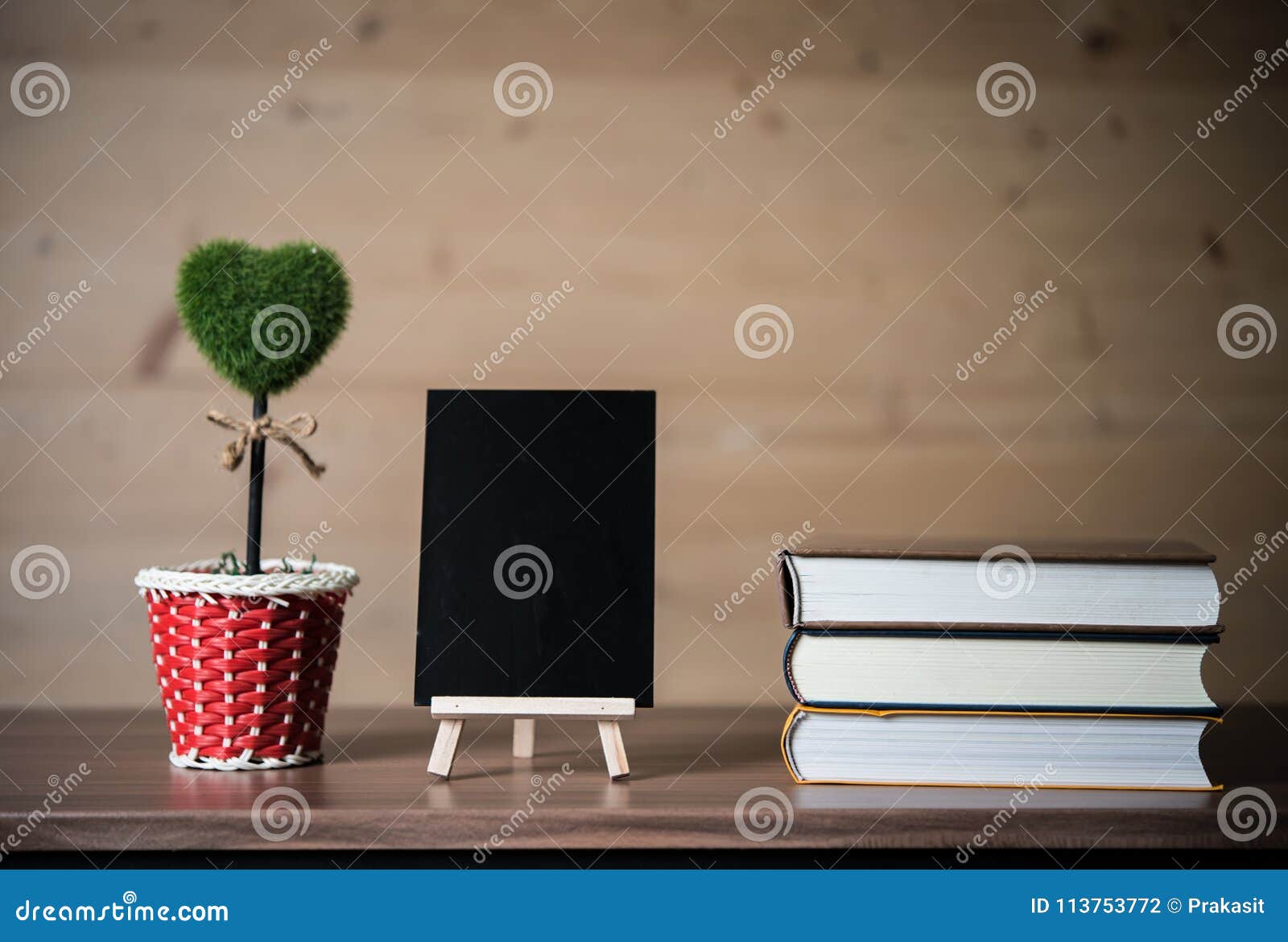 Composition with Small Chalkboard and Stack of Books. Stock Photo ...