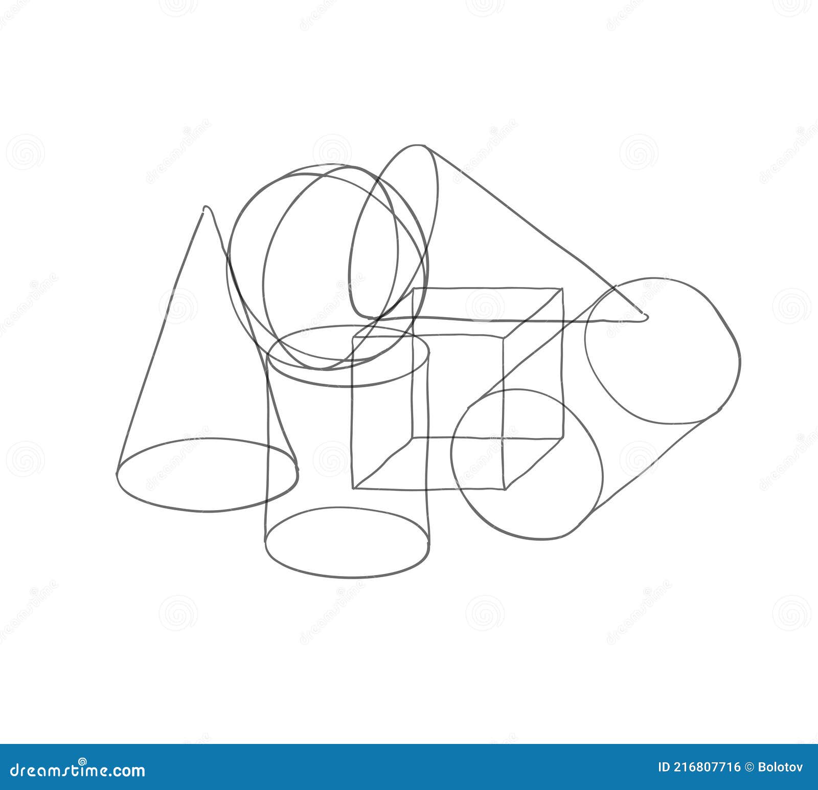 Composition of Solid Wireframe Geometric Shapes. Abstract Art ...