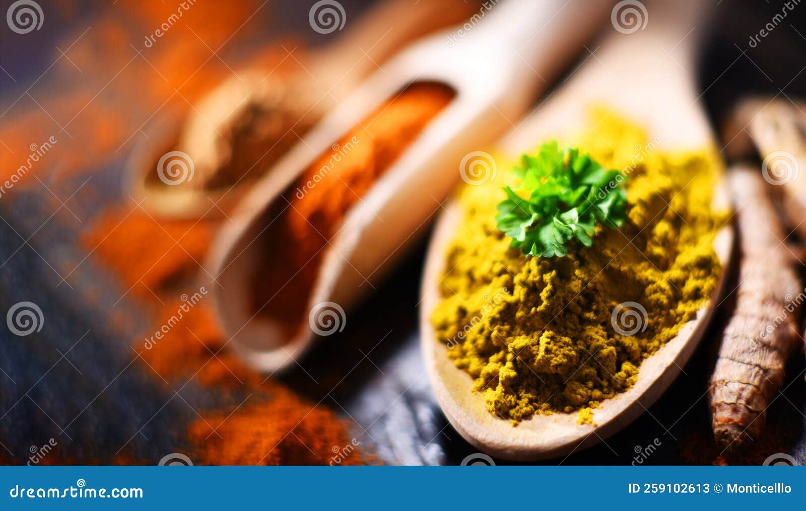 Composition with Spices on Wooden Kitchen Table Stock Image - Image of ...