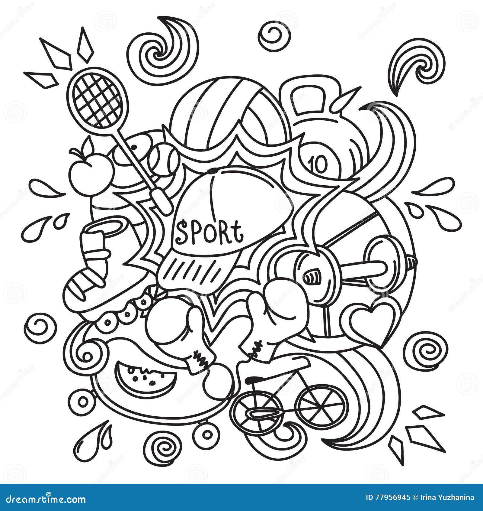 The Composition of the Sports Doodle Elements Stock Vector ...