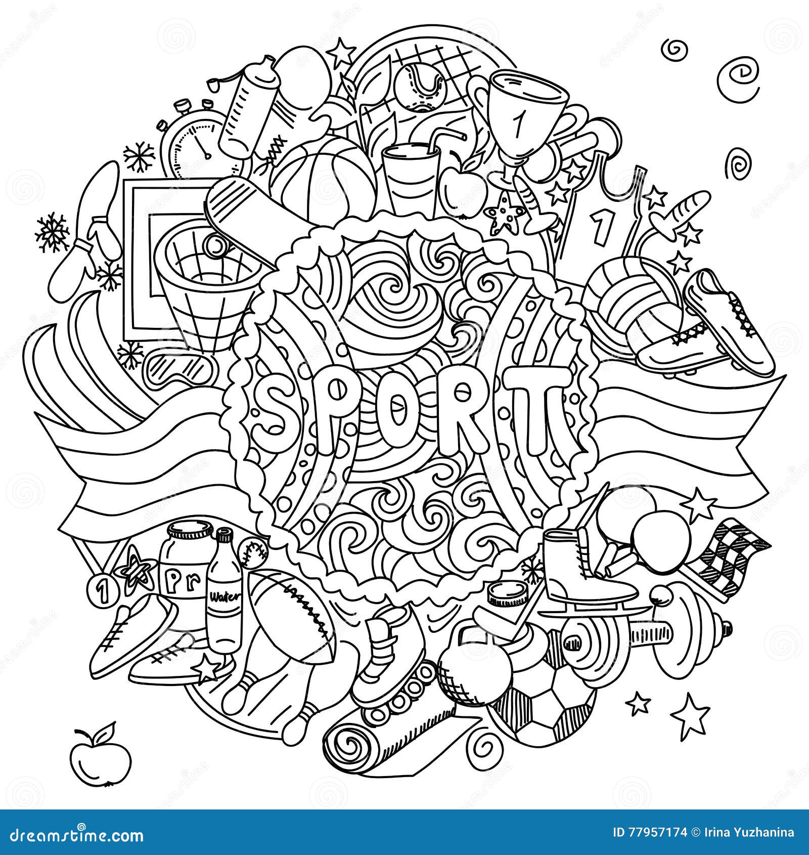 The Composition of the Sports Doodle Elements Stock Vector ...