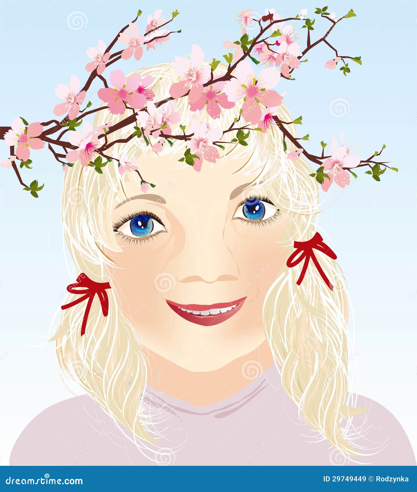 Spring girl stock illustration. Illustration of happy - 29749449