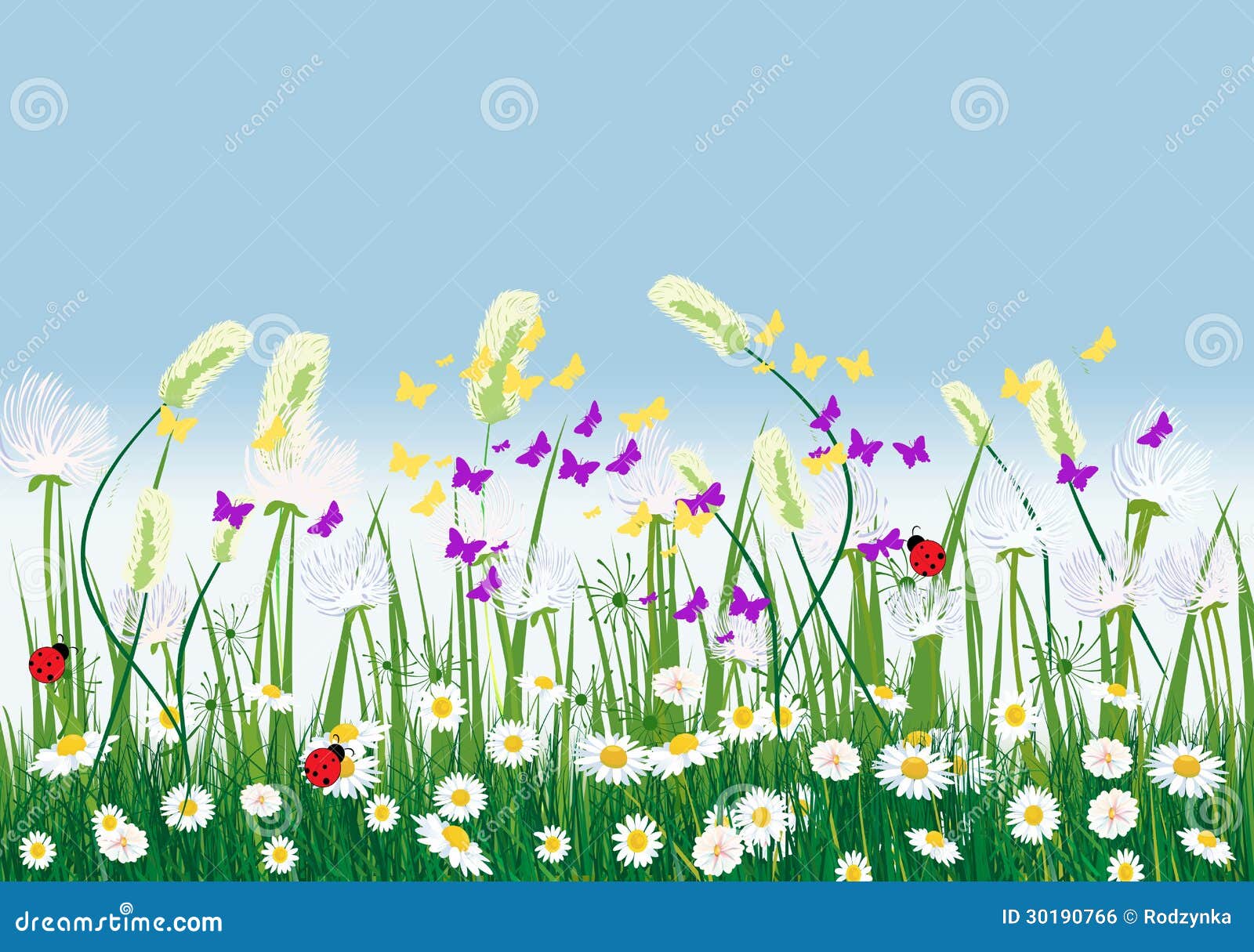 Spring meadow stock illustration. Illustration of leaf - 30190766