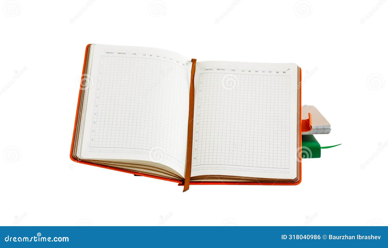 Composition with Stack of Notepads Isolated on White. Opened Blank ...