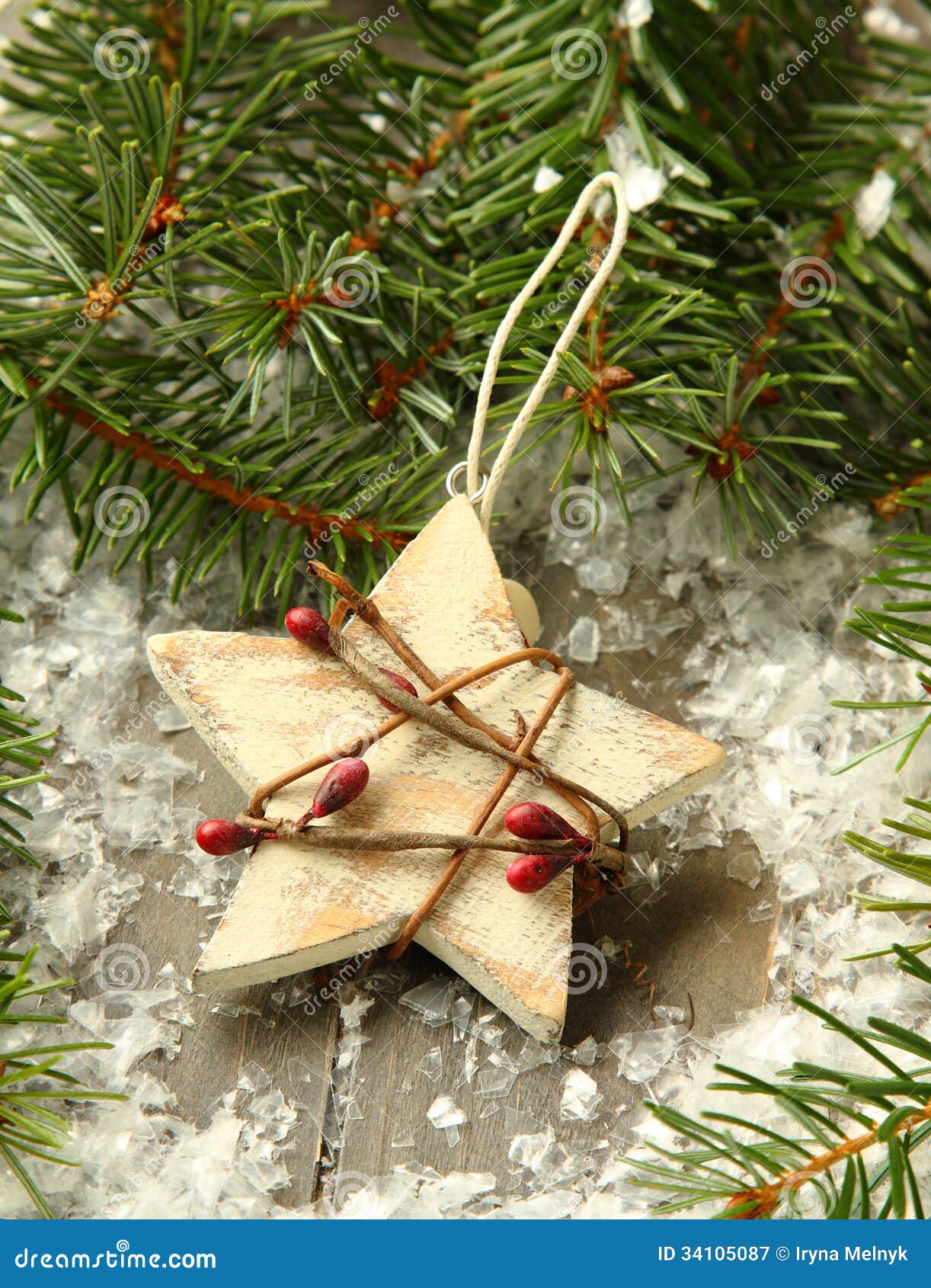 Composition with Star and Branch of Christmas Tree Stock Image - Image ...