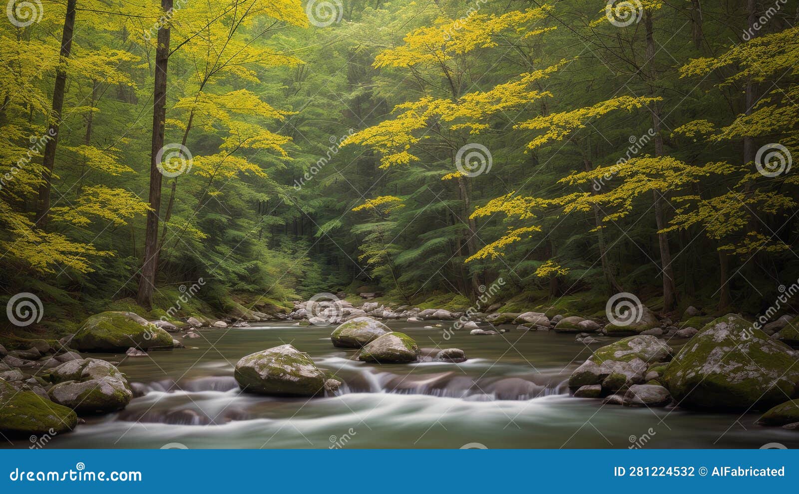 A Composition of a Strikingly Dynamic Scene of a Stream in a Forest AI ...
