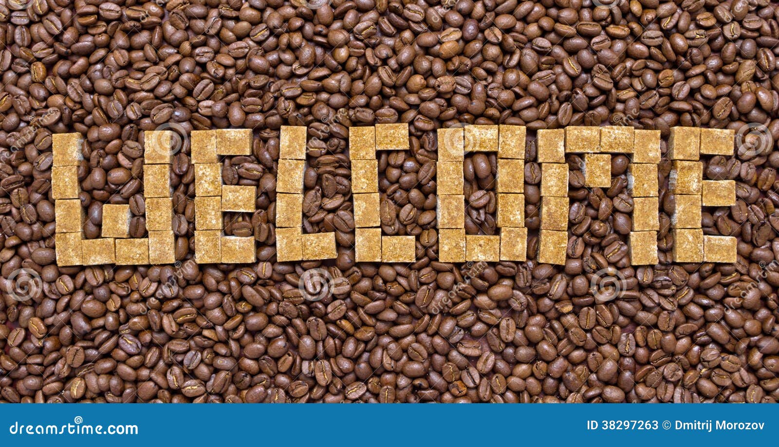Composition of Sugar and Coffee Beans in the Form of Welcome Stock ...