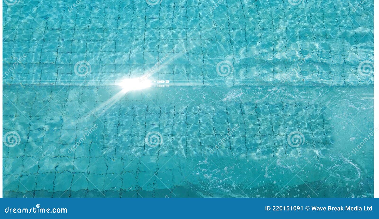 Composition of Swimming Pool with Clear Water, Glowing Light and Copy ...