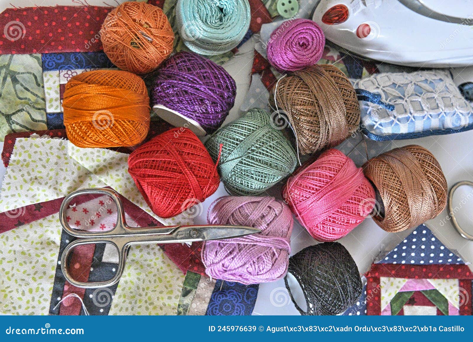 Composition with Tailor S Threads Isolated on Artisan Mat Stock Image ...