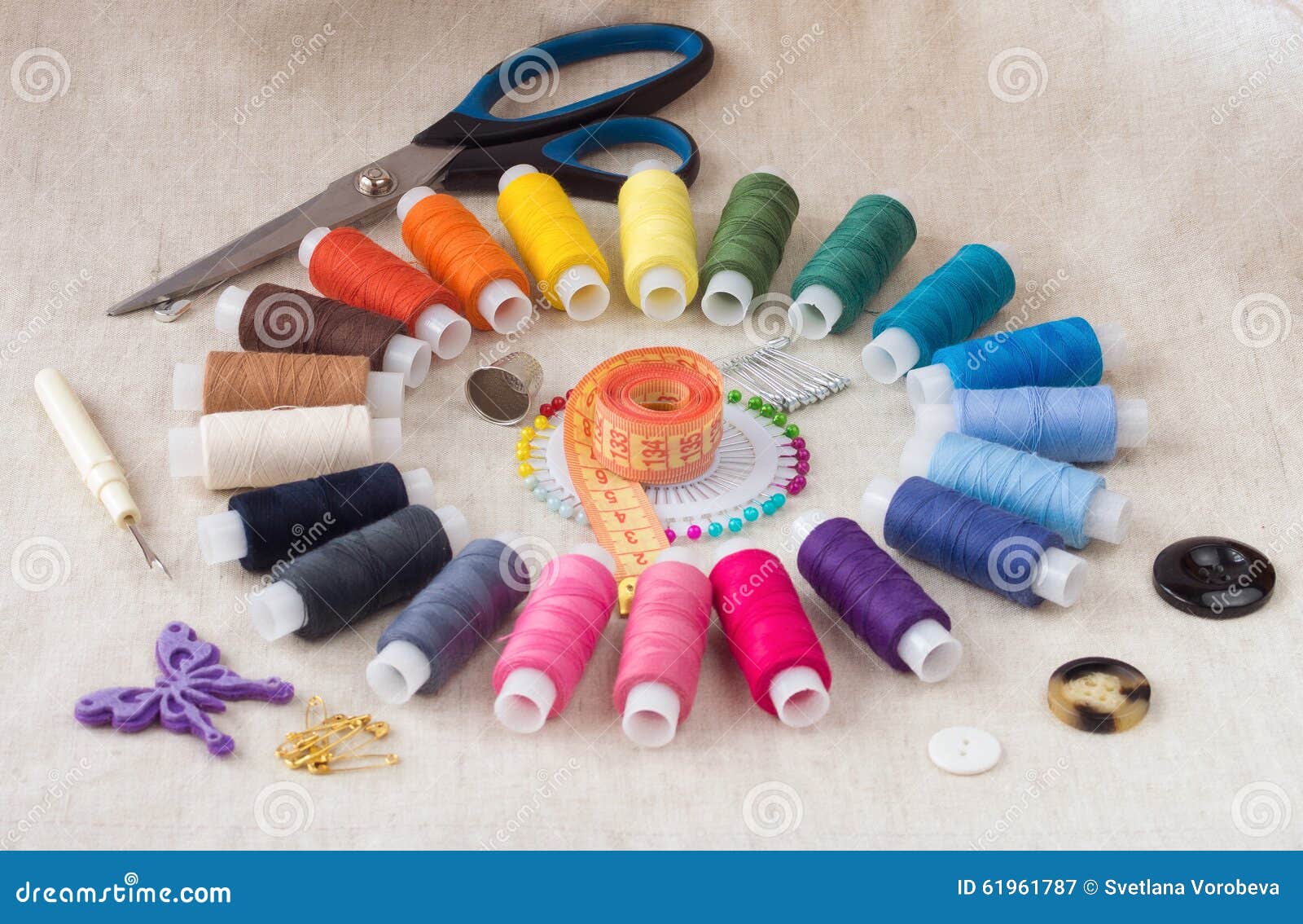 Composition with Tailor Threads Stock Image - Image of variety, closeup ...