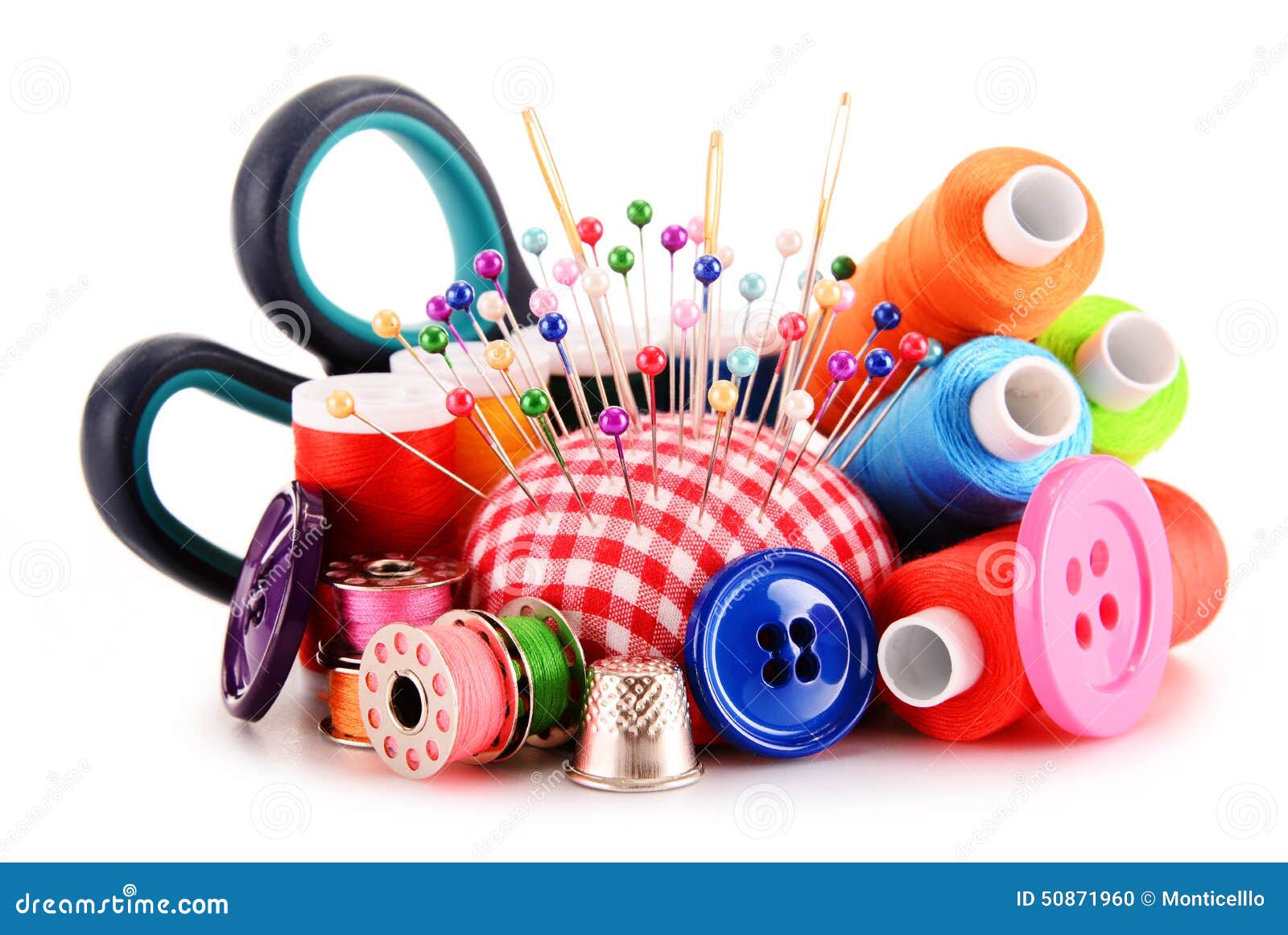 Composition with Tailor Threads on White Stock Photo - Image of sewing ...