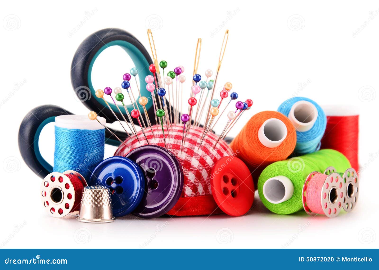 Composition with Tailor Threads on White Stock Photo - Image of sewing ...