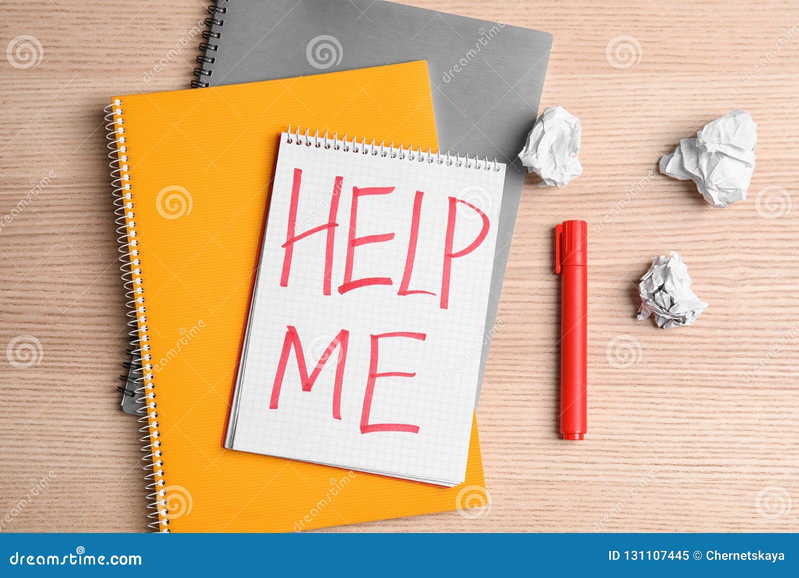Composition with Text Help Me in Notebook Stock Image - Image of ...