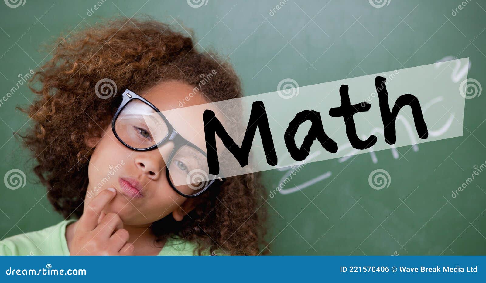 Composition of Text Math, Over Thoughtful Schoolgirl by Chalkboard in ...