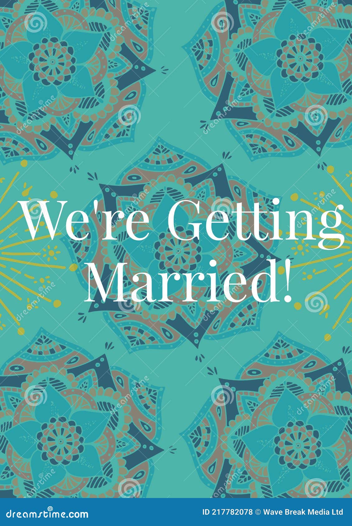 Composition of Text we Re Getting Married in White on Text Blue Flower ...