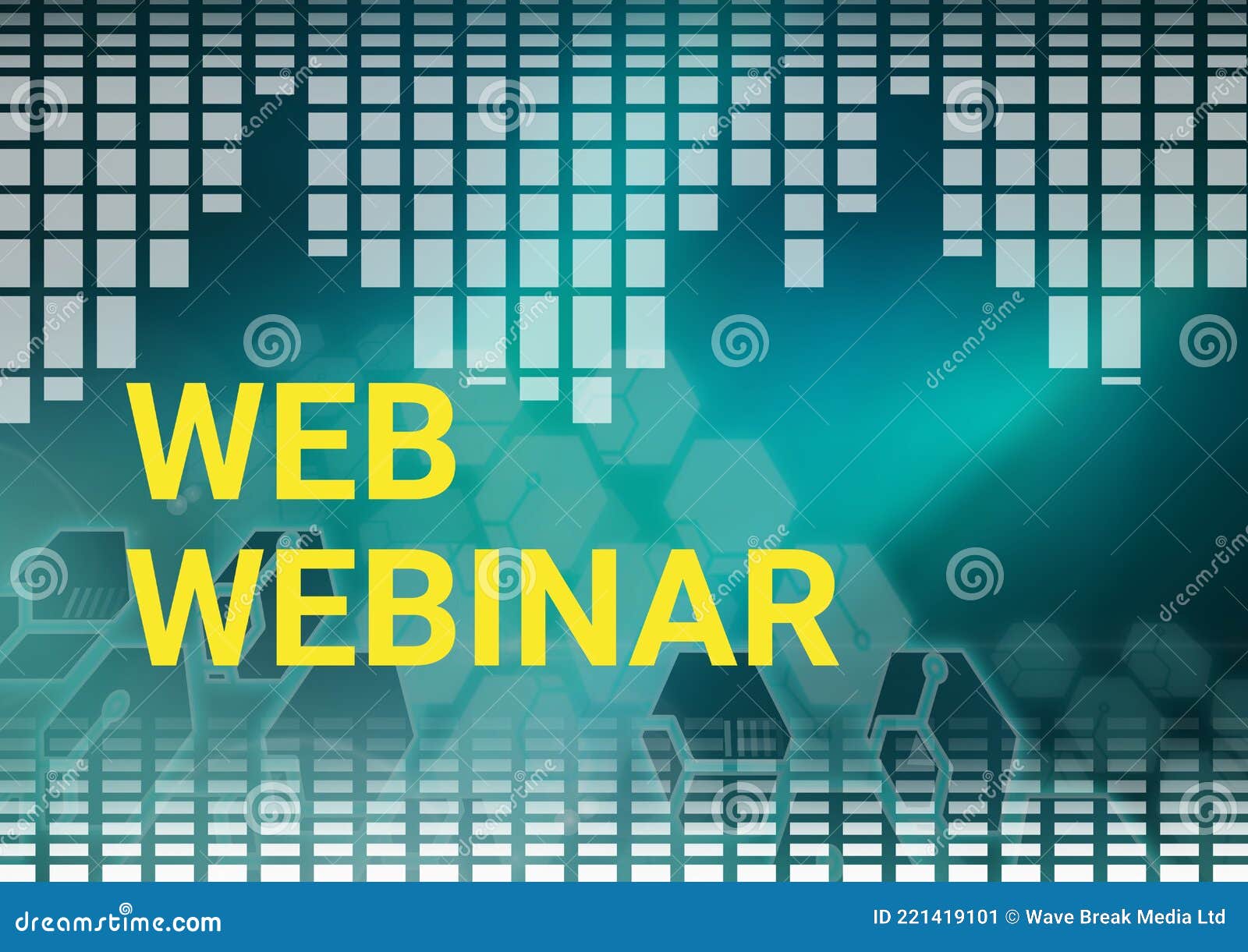 Composition of Text Web Webinar in Yellow on Green and Grey Grid and ...