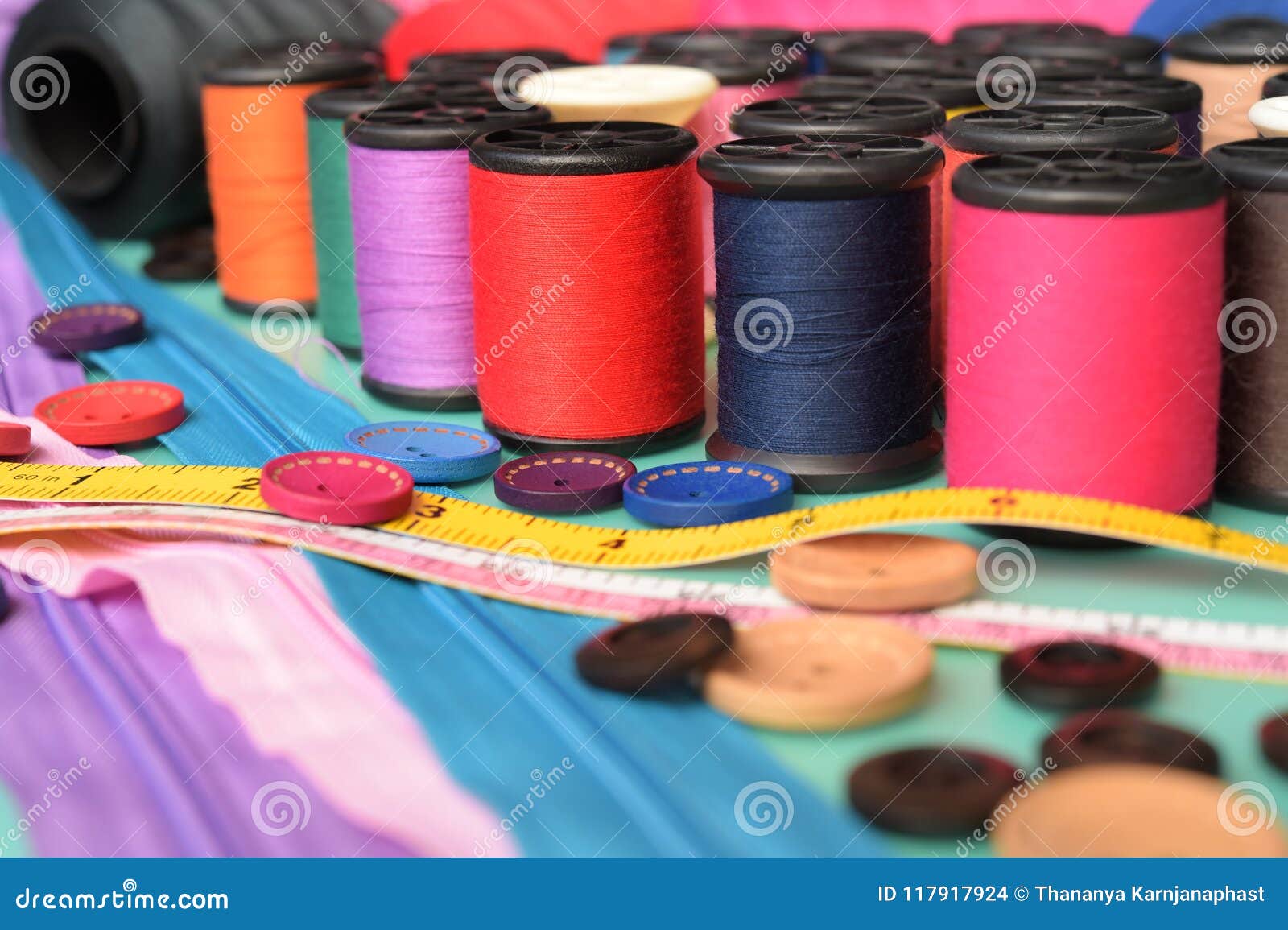 Composition with Threads and Sewing Accessories Stock Photo - Image of ...