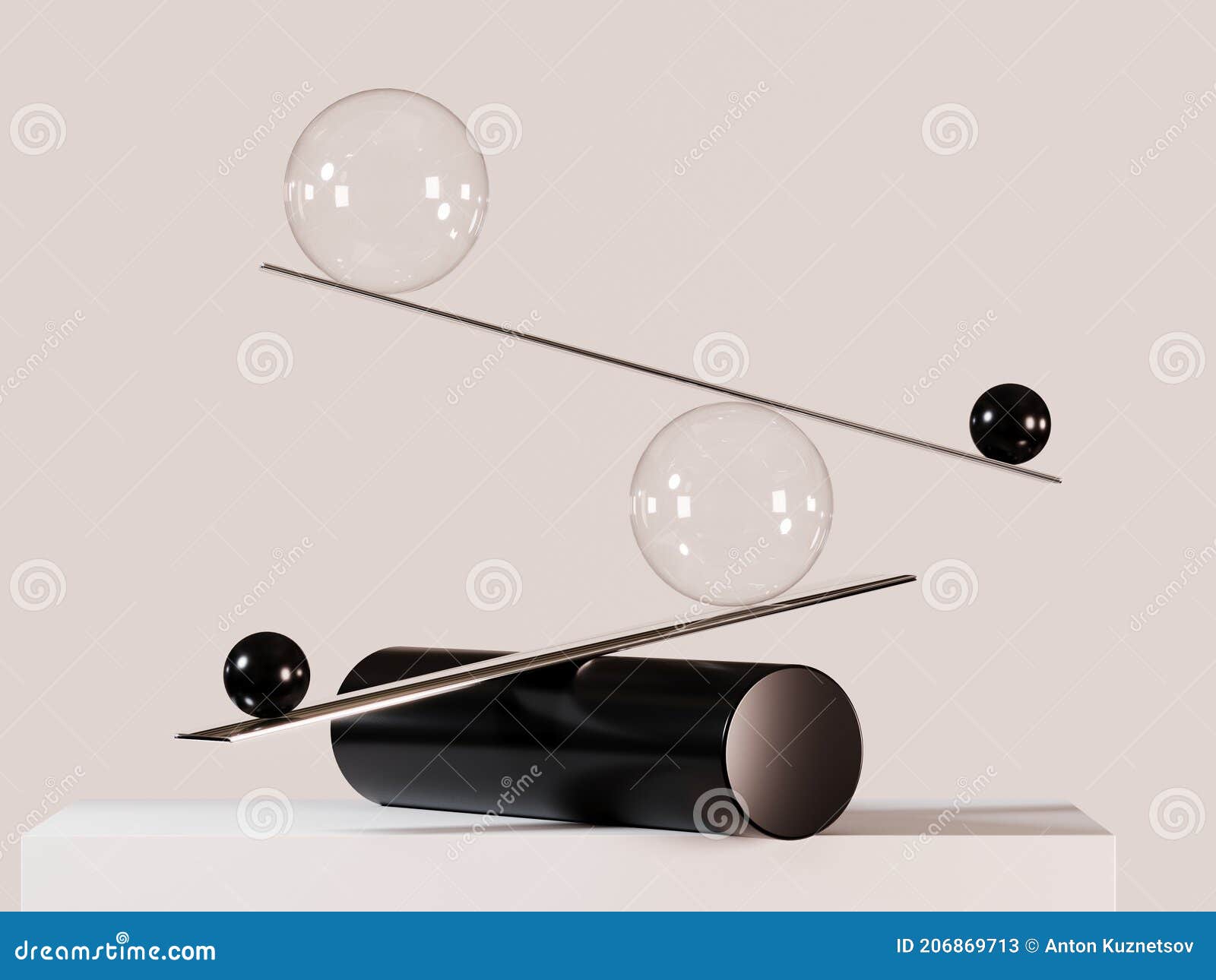 Composition of Three-dimensional Figures on a Plain Background, 3D ...