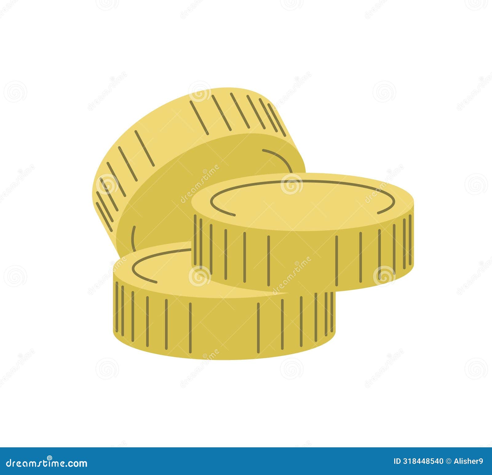 A Composition of Three Golden Coins or or Playing Tokens Stock ...