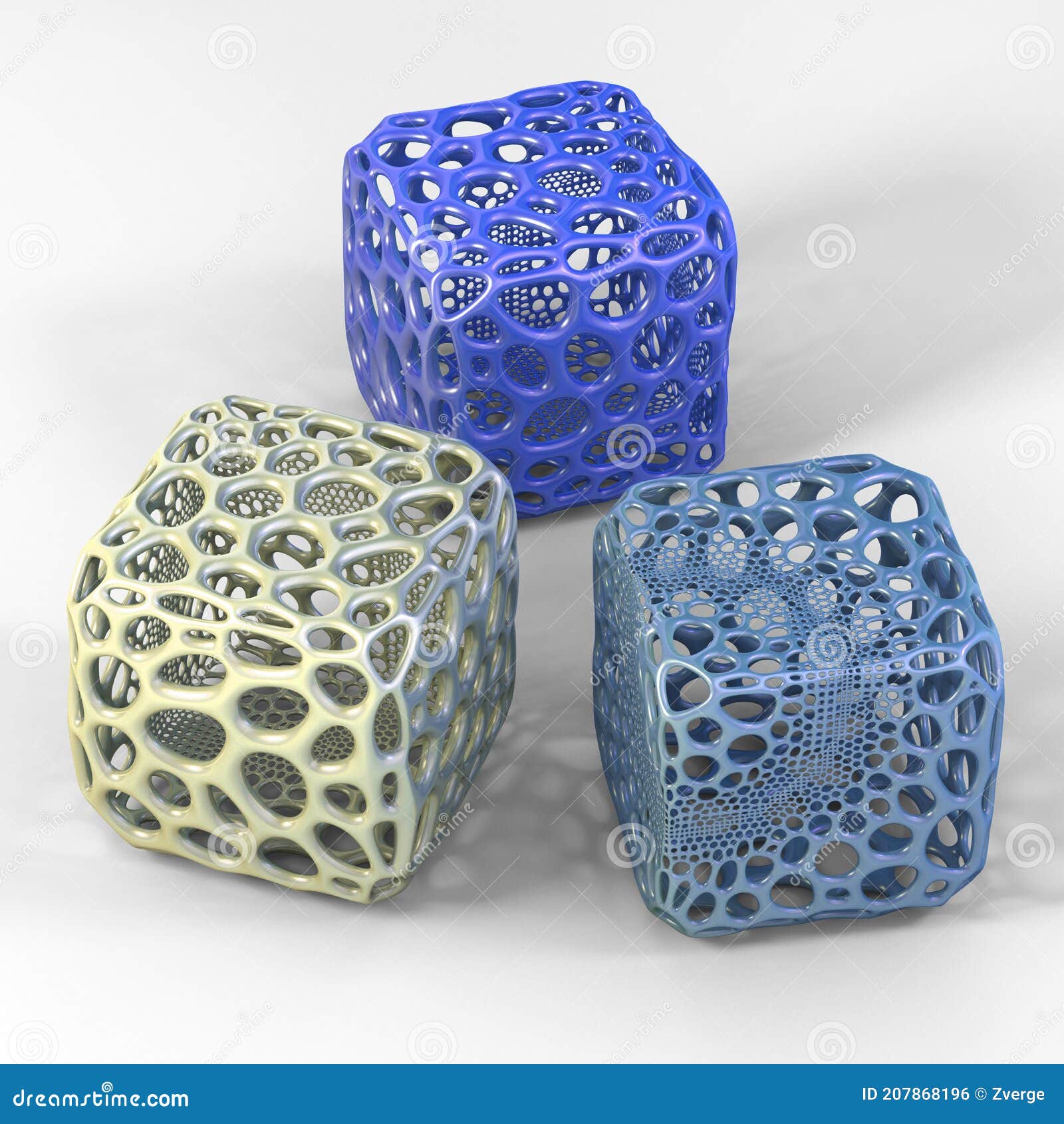 Composition of Three Metal Cubes. 3d Printing Concept. 3d Rendering ...