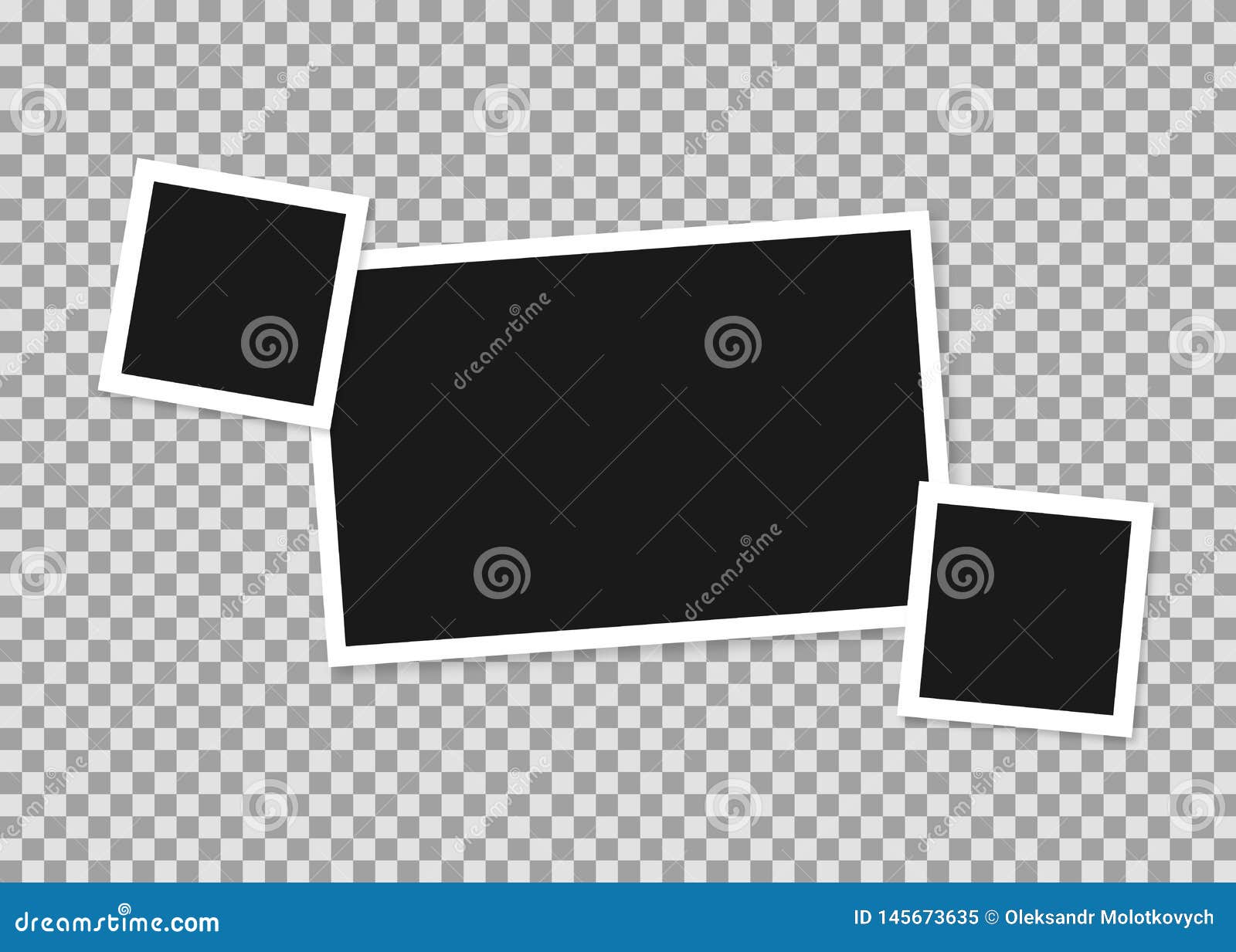 Composition of Three Photo Frames of Different Formats of the Old Type ...