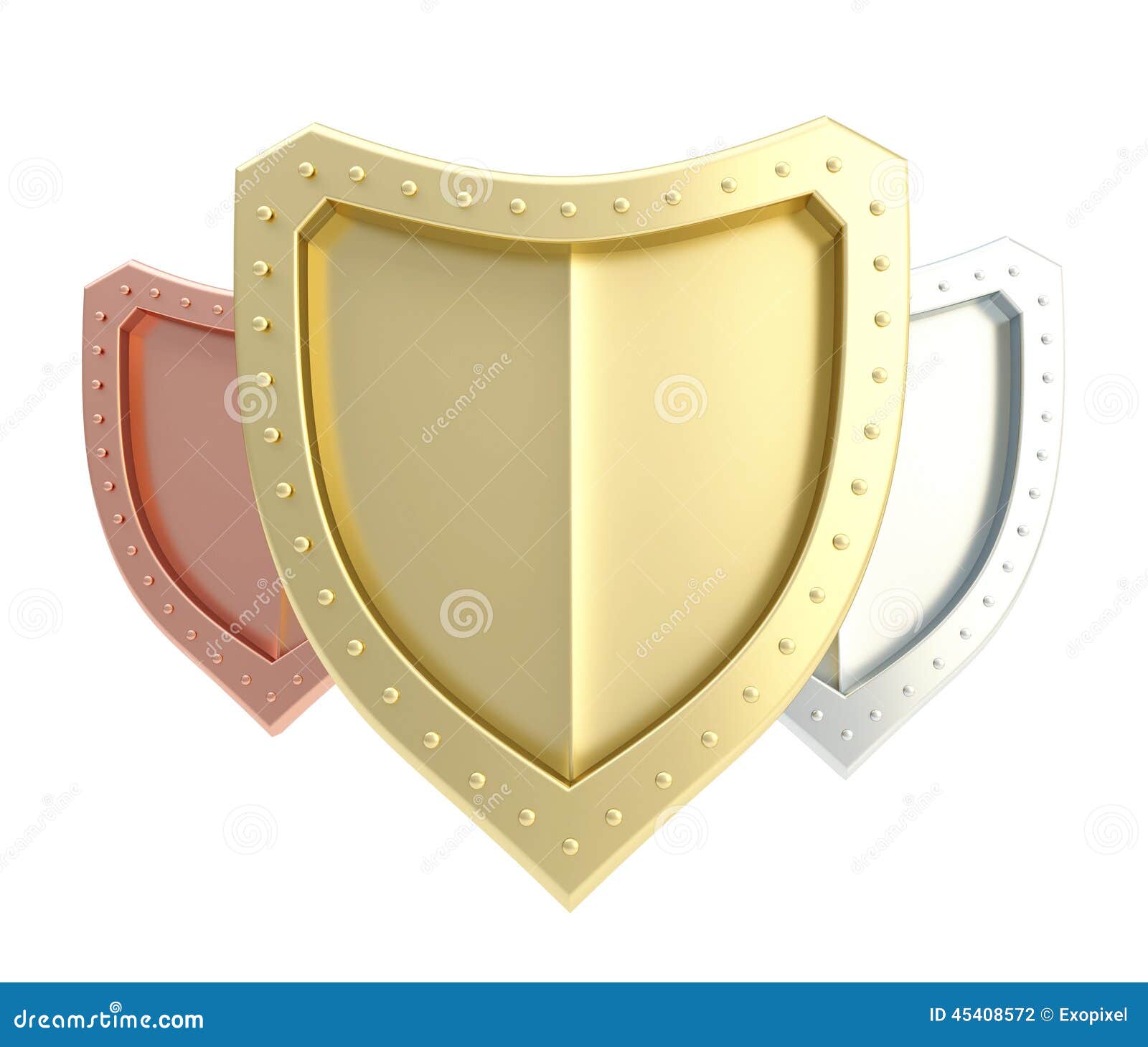 Composition of Three Shields Isolated Stock Illustration - Illustration ...