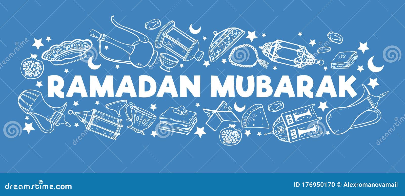 Composition with Title in Arabic Blessed Ramadan and Outline ...