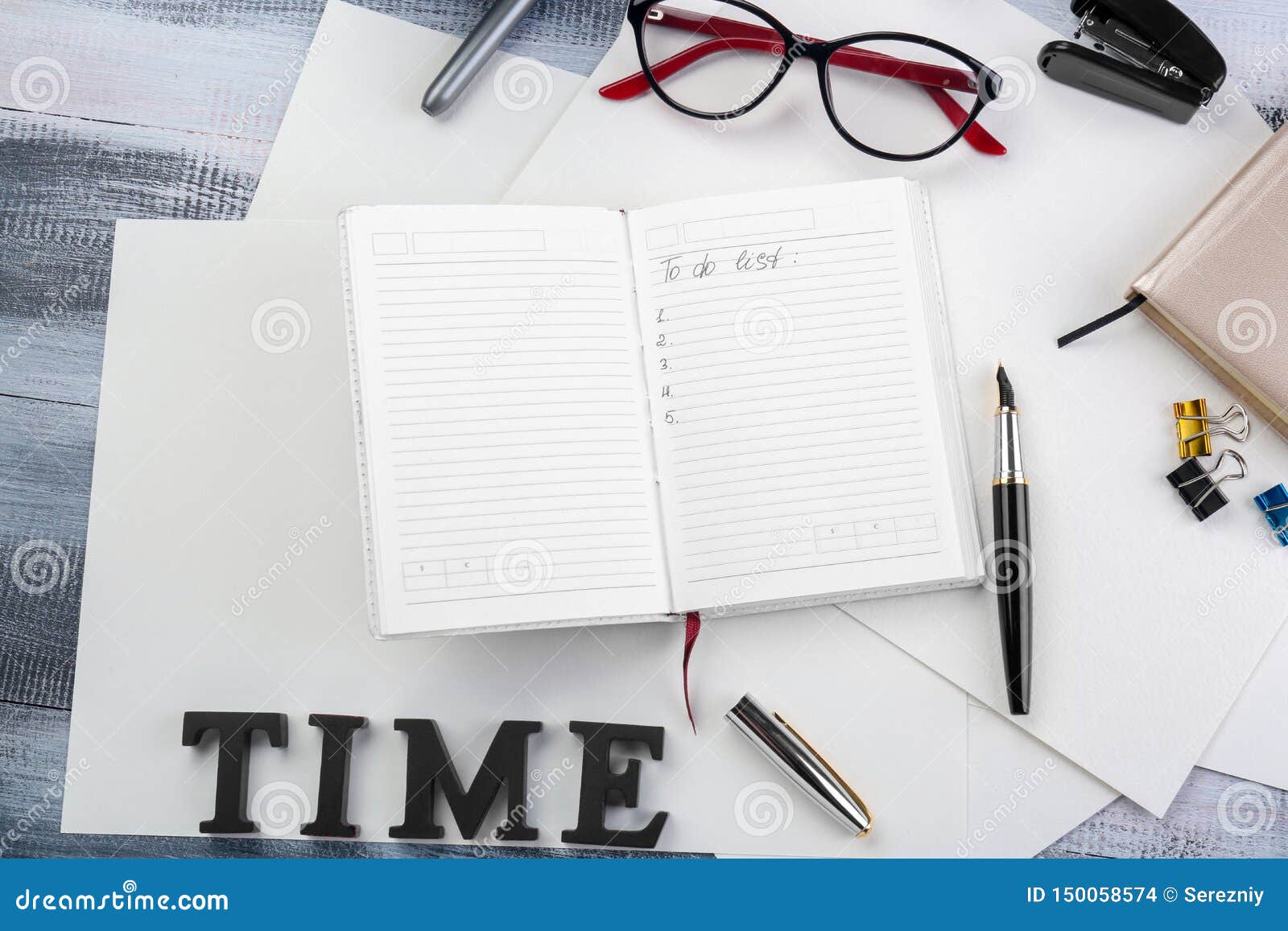 Composition with To-do List and Stationery on Table. Time Management ...