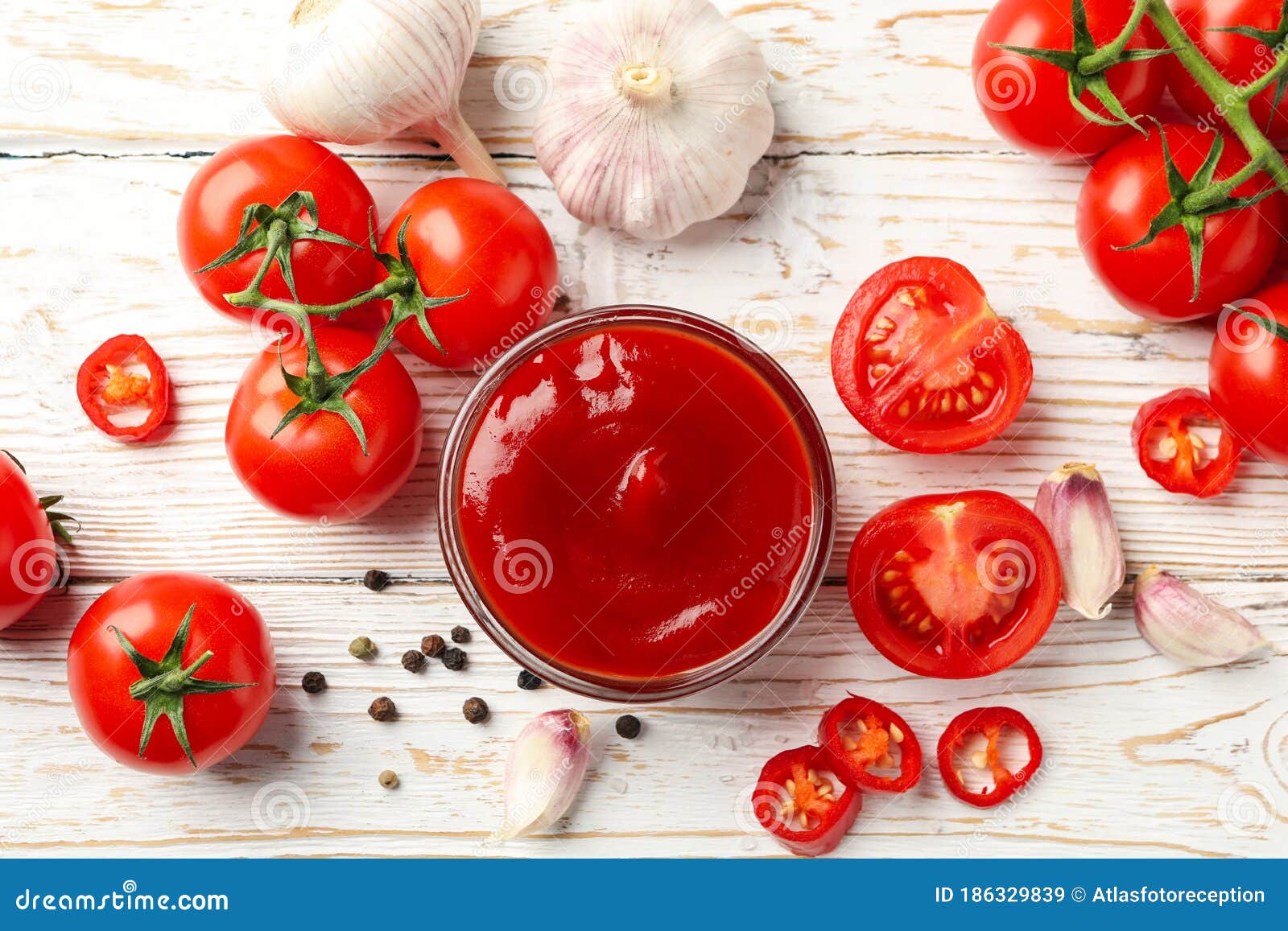 Composition with Tomatoes on White Background, Top View Stock Image ...