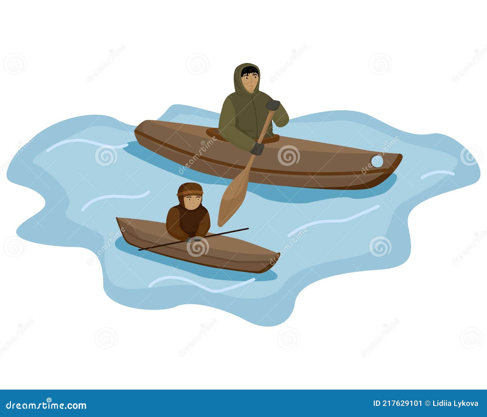 Inuit Kayak In Arctic Sea, Illustration Royalty-Free Stock Photography ...