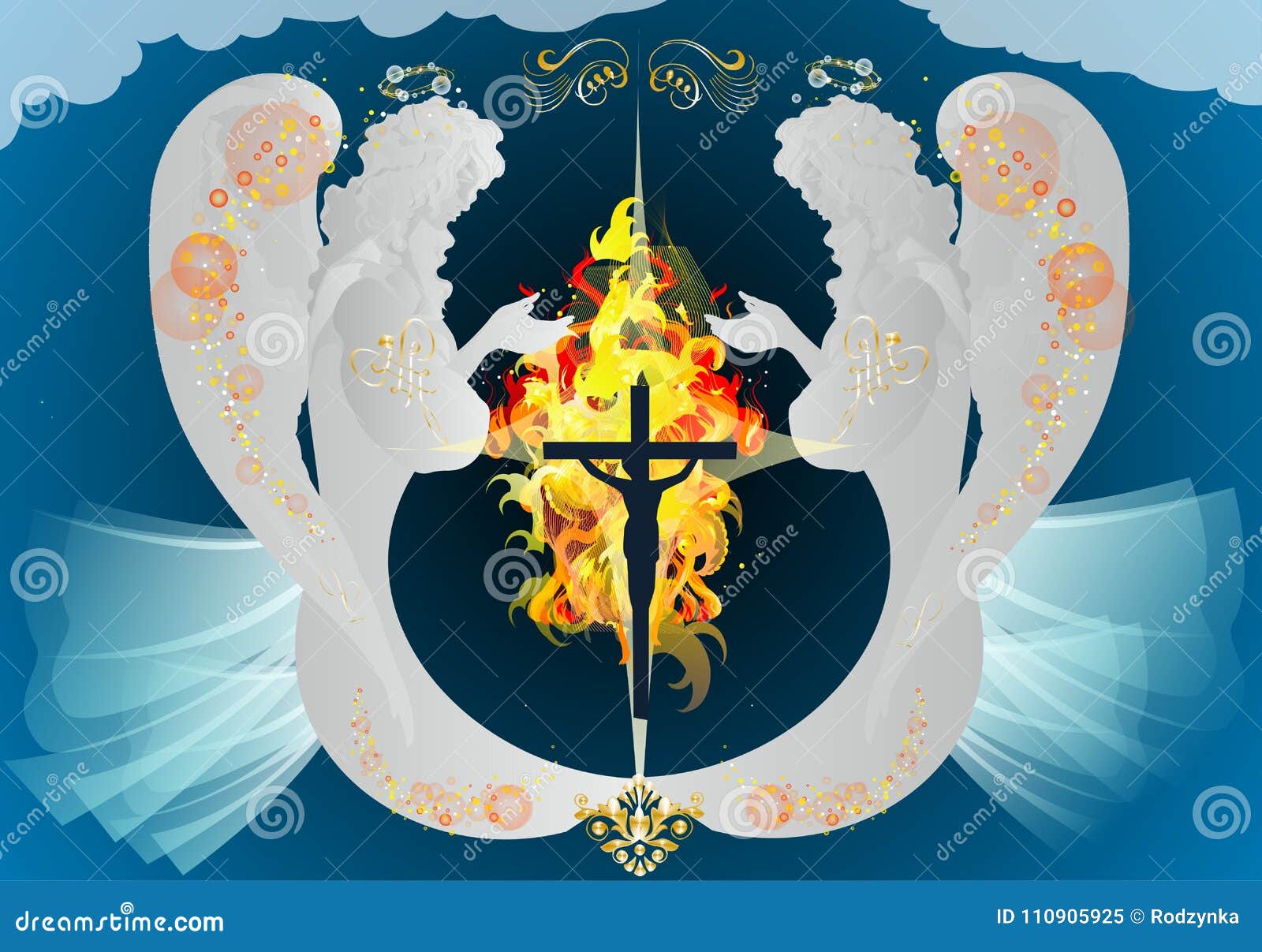 Composition with Two Angels Stock Illustration - Illustration of holy ...