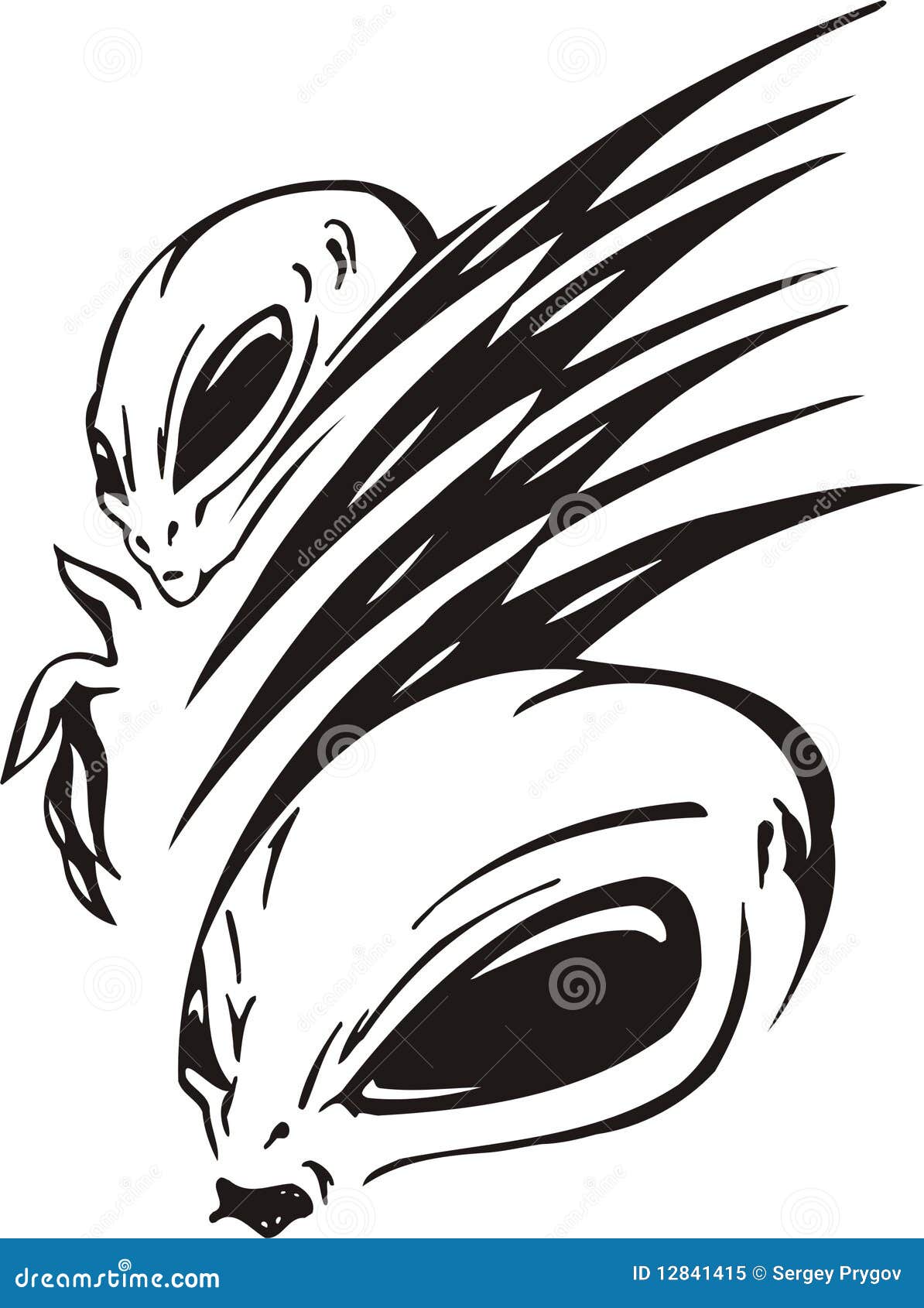 Composition from Two Heads of Aliens. Stock Illustration - Illustration ...