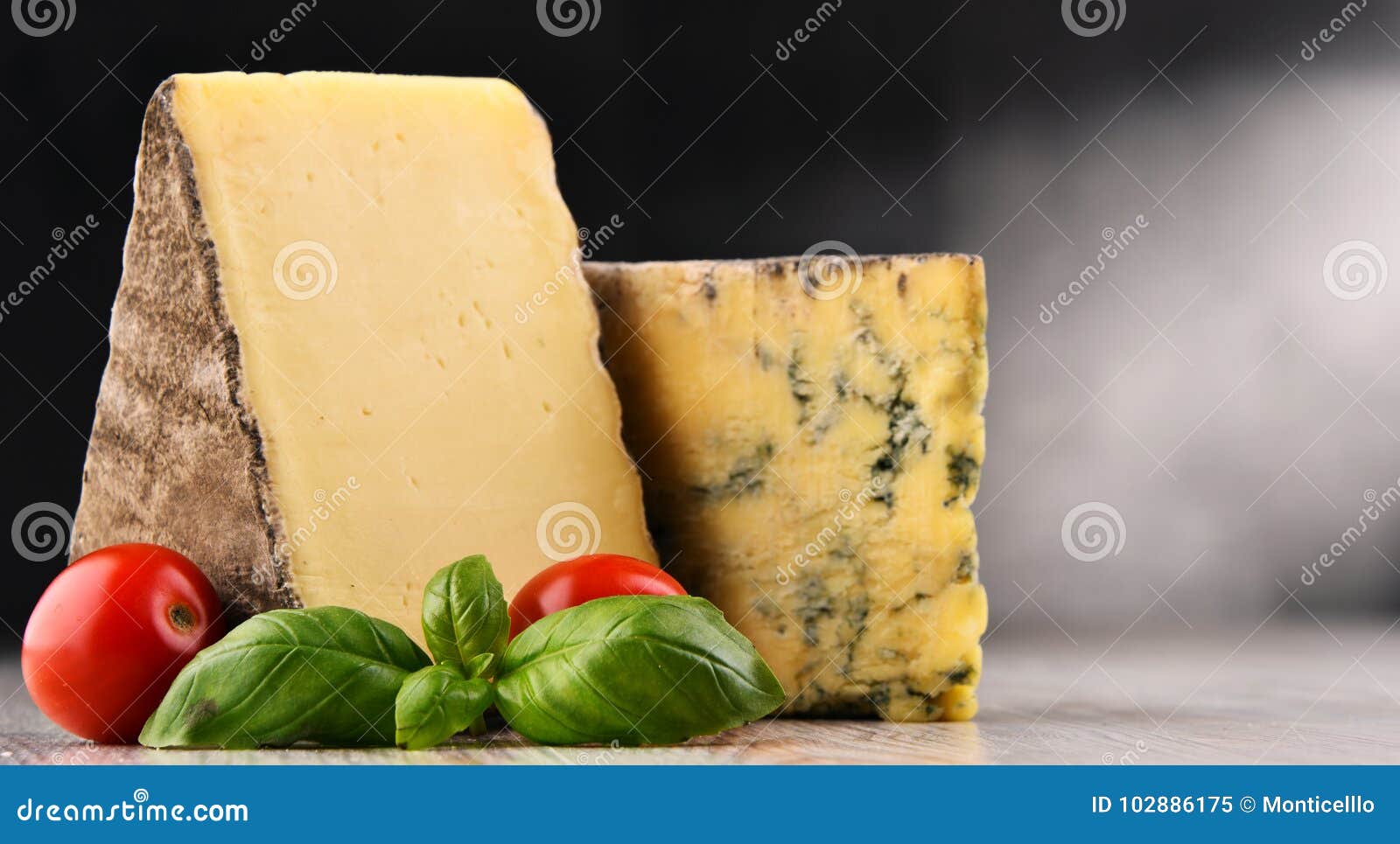 Composition with Two Pieces of Cheese on the Table. Stock Image - Image ...