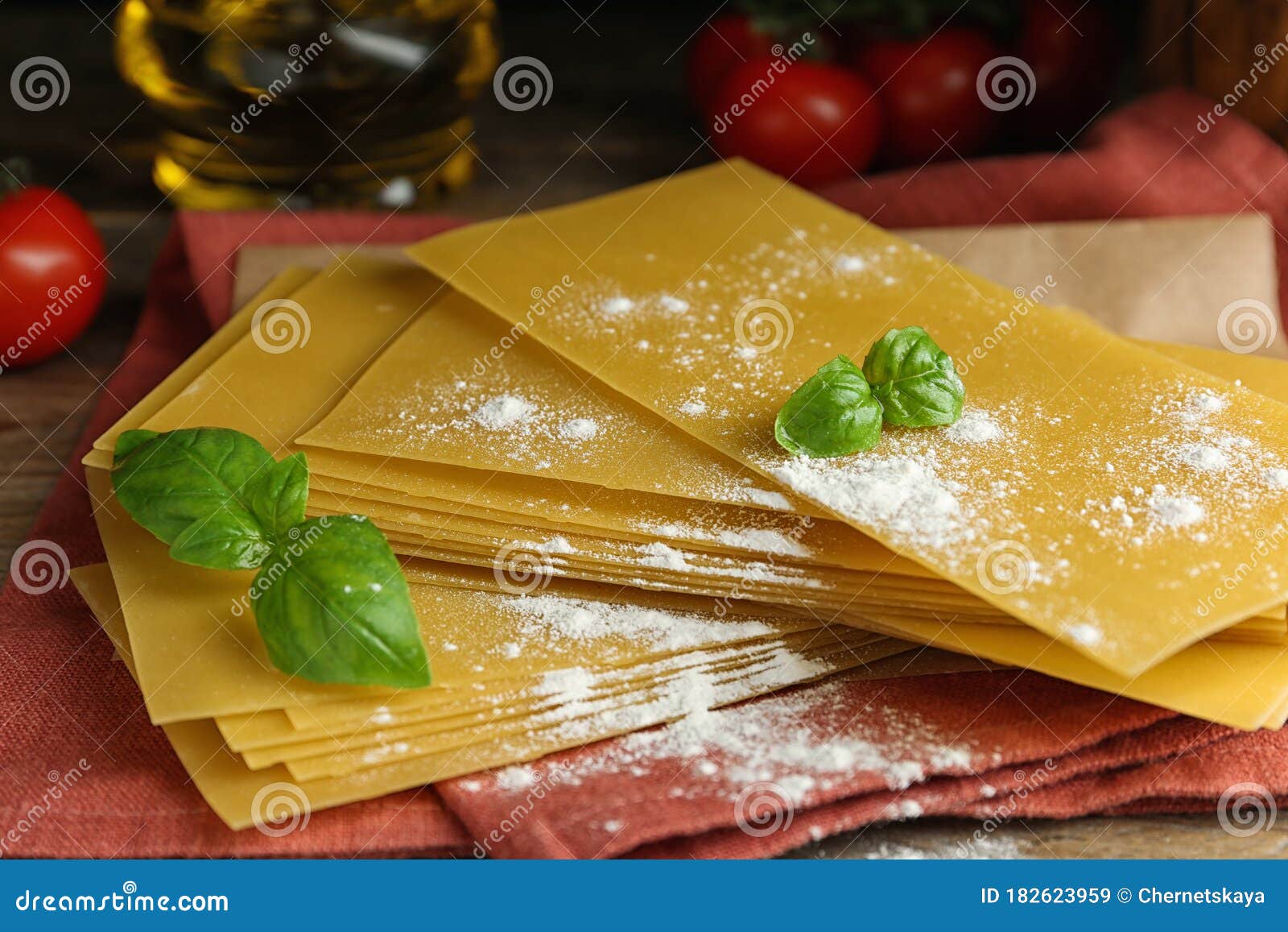 Composition with Uncooked Lasagna Sheets on Table Stock Image - Image ...