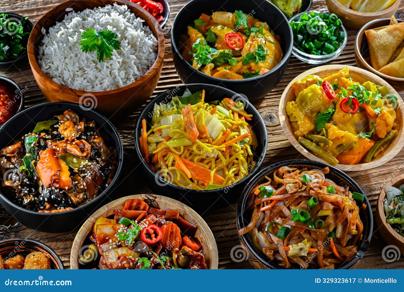Composition with Variety of East Asian Dishes Stock Image - Image of ...