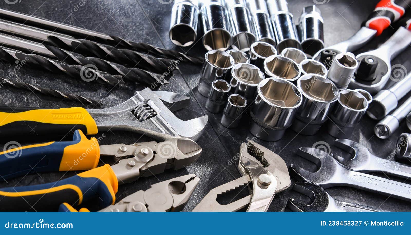 Composition with a Variety of Metal Tools Stock Image - Image of ...