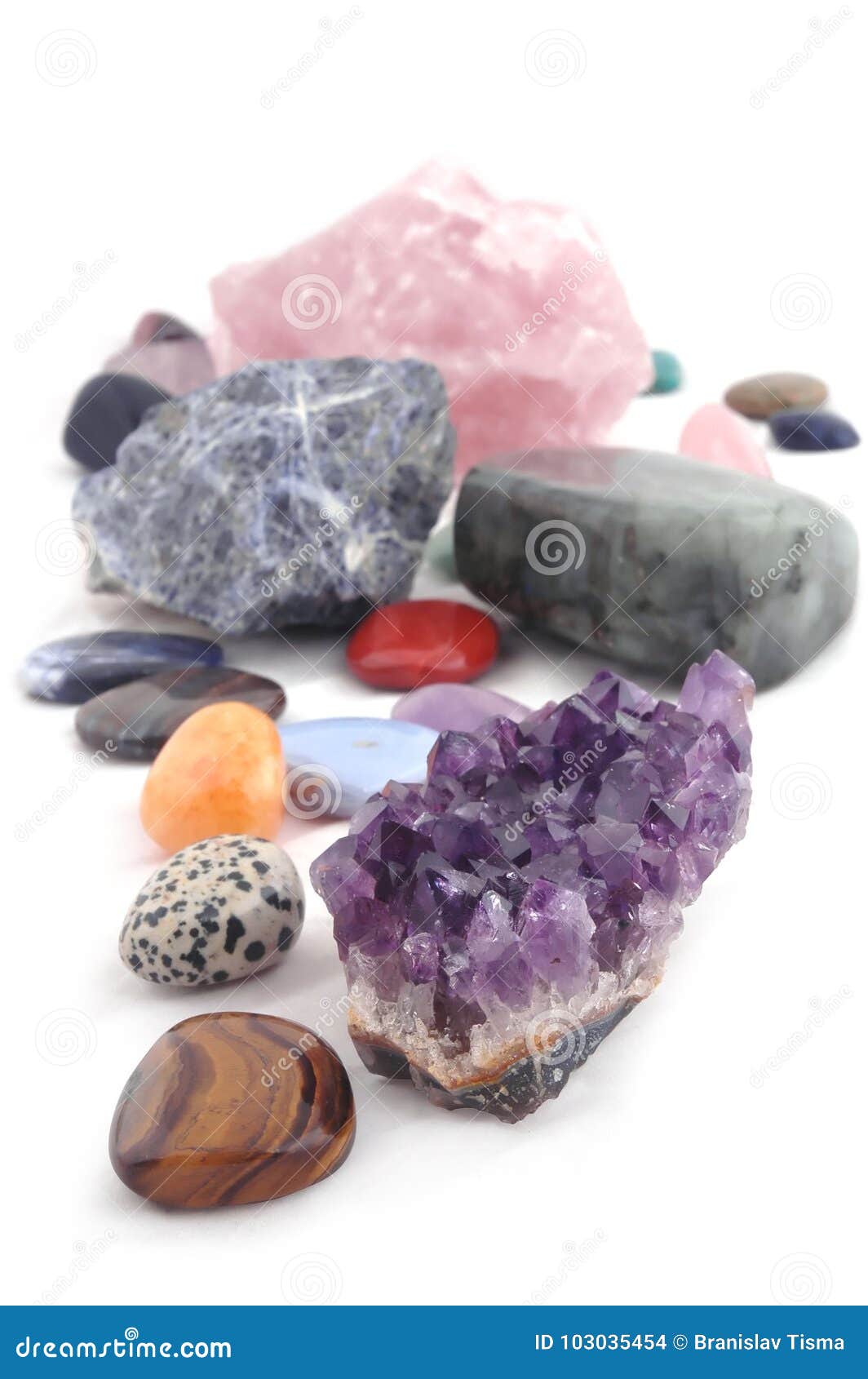 Different Kinds of Crystals on White Background Stock Photo - Image of ...
