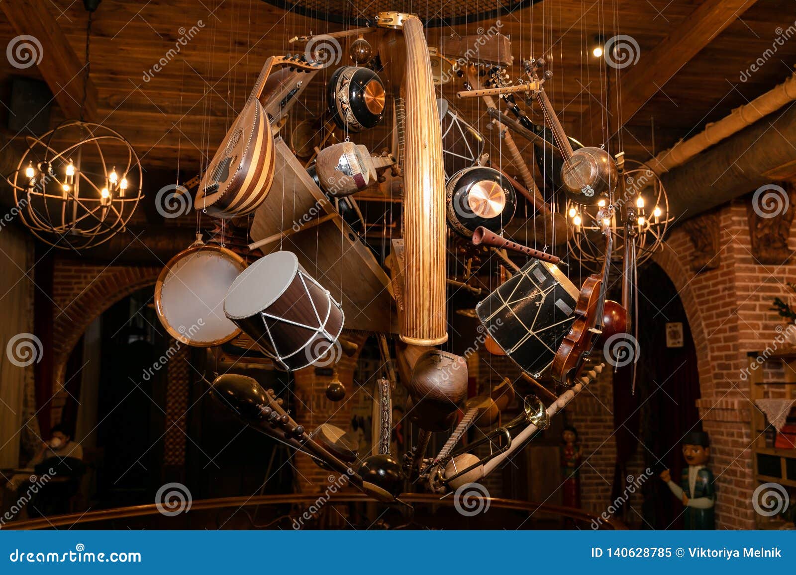 Composition of Various Musical Instruments Suspended in the Air in the ...