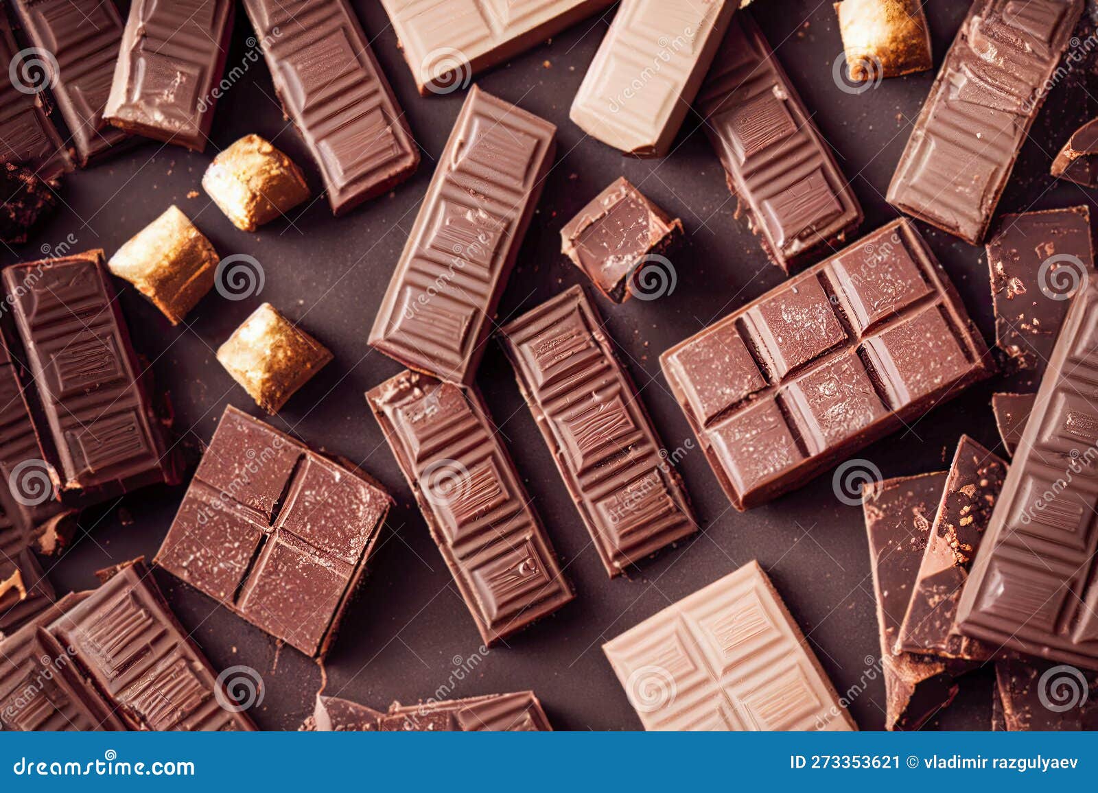 Composition Various Pieces of Chocolate Bars Scattered Table, Creating ...