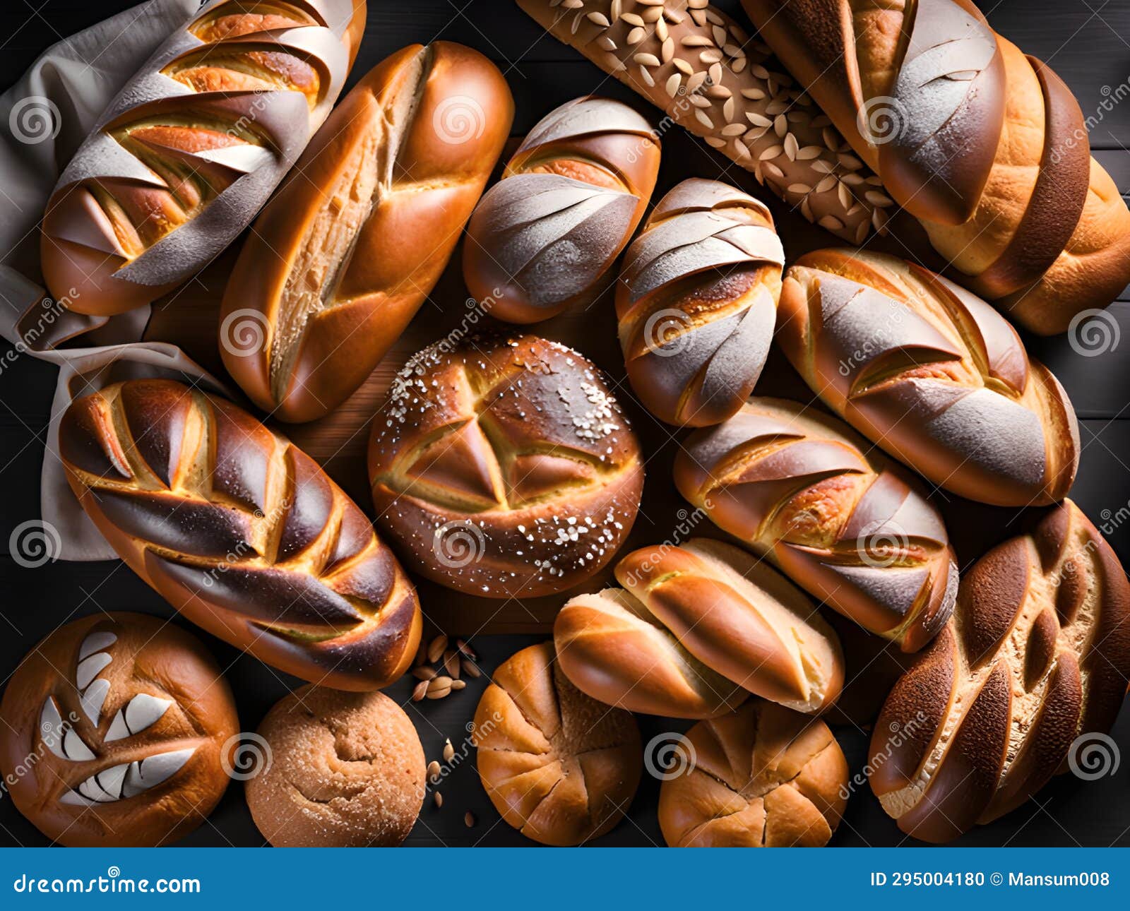Composition of Various Types of Bread and Buns Stock Illustration ...
