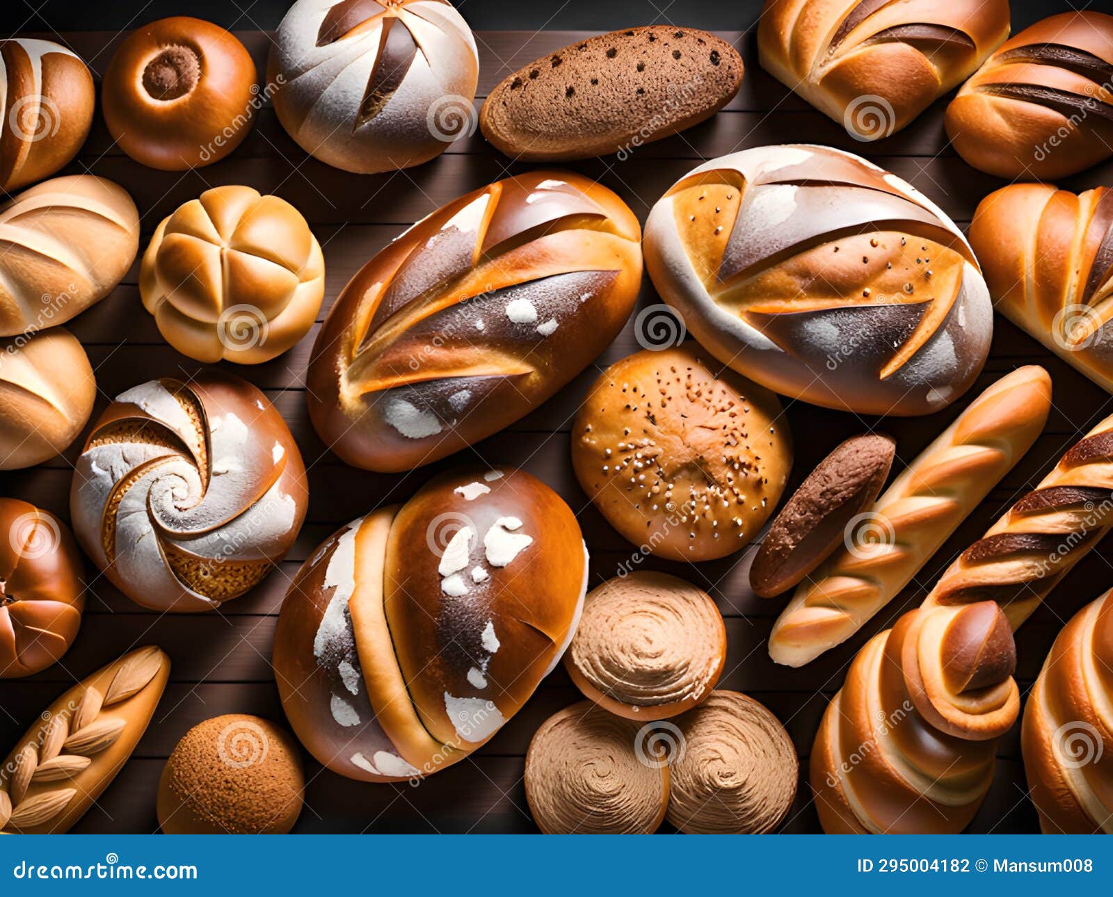 Composition of Various Types of Bread and Buns Stock Illustration ...