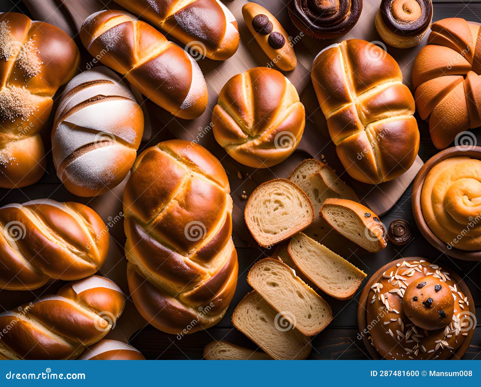 Composition of Various Types of Bread and Rolls, Ai Generated Stock ...