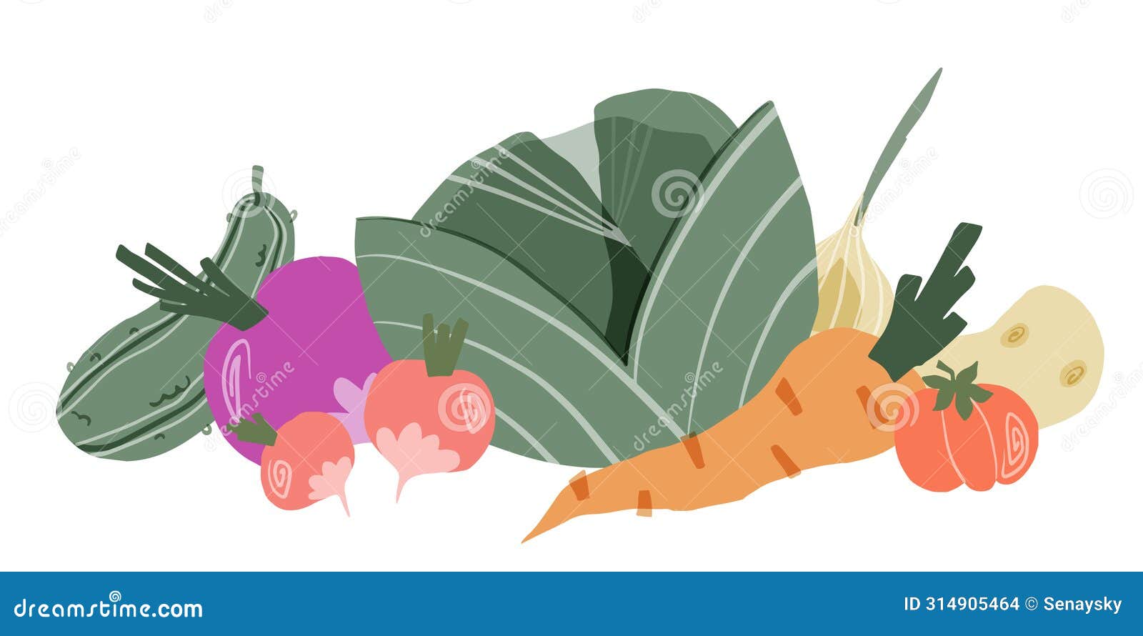 Composition of Vegetables, Root Vegetables and Herbs in Collage Style ...