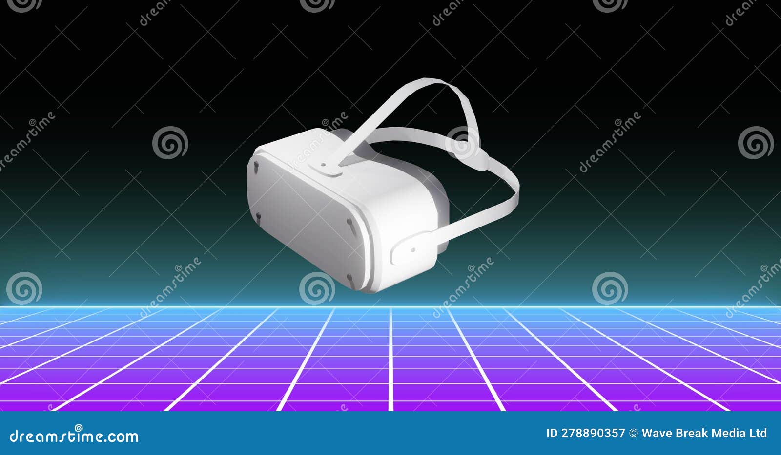Composition of Vr Headset Over Grid and Green Background Stock ...