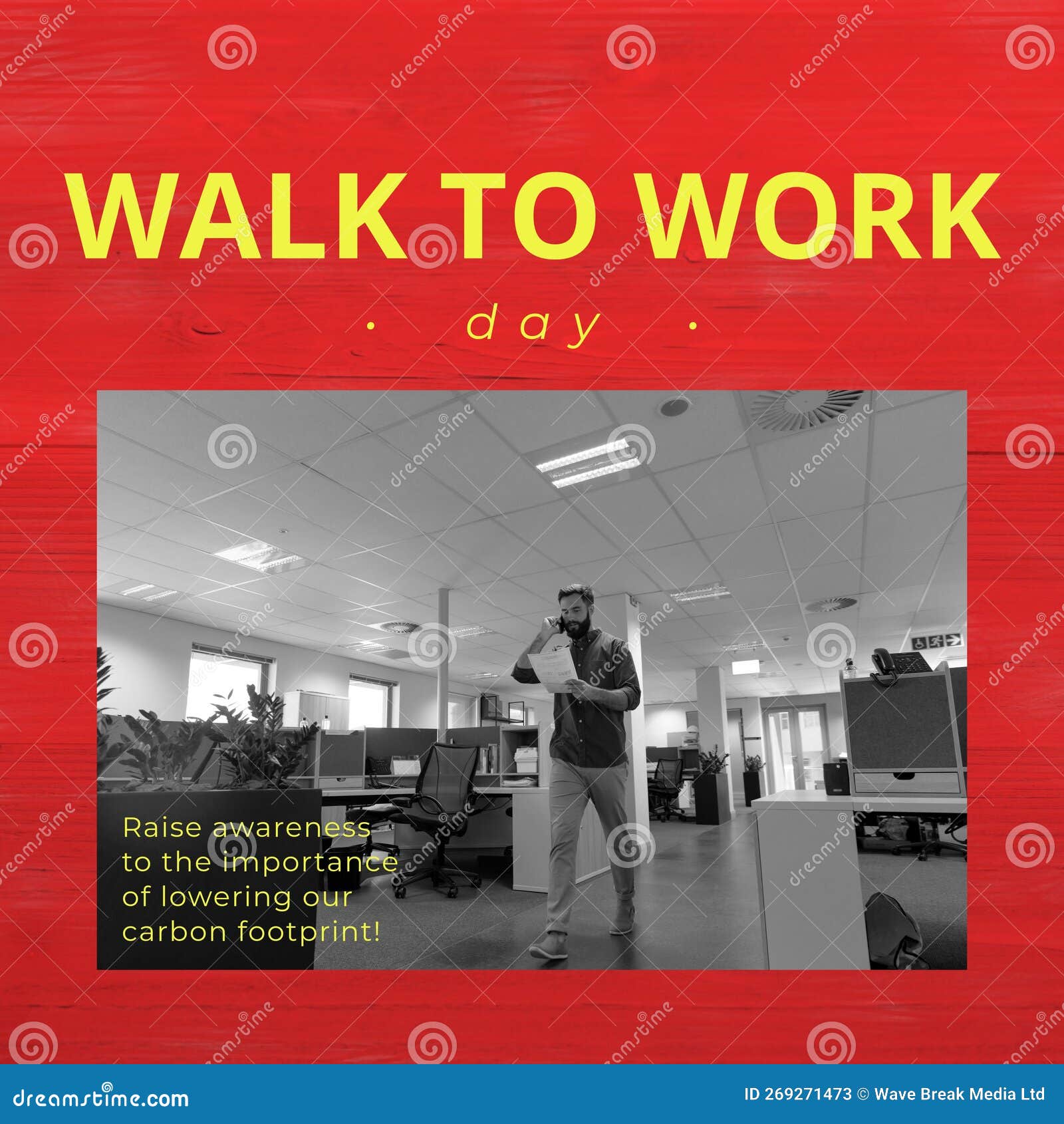 Composition of Walk To Work Day Text and Businessman Walking Stock ...