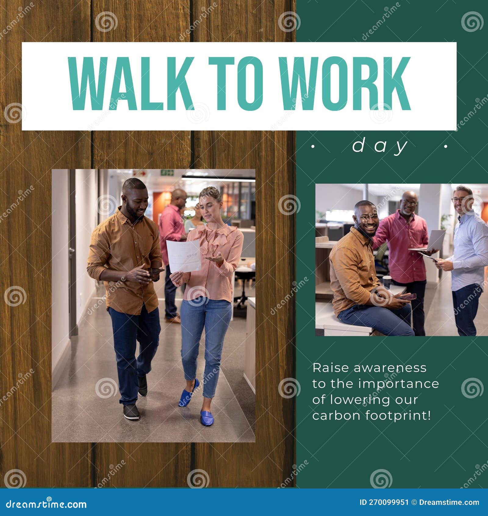 Composition of Walk To Work Day Text and Diverse Business People ...